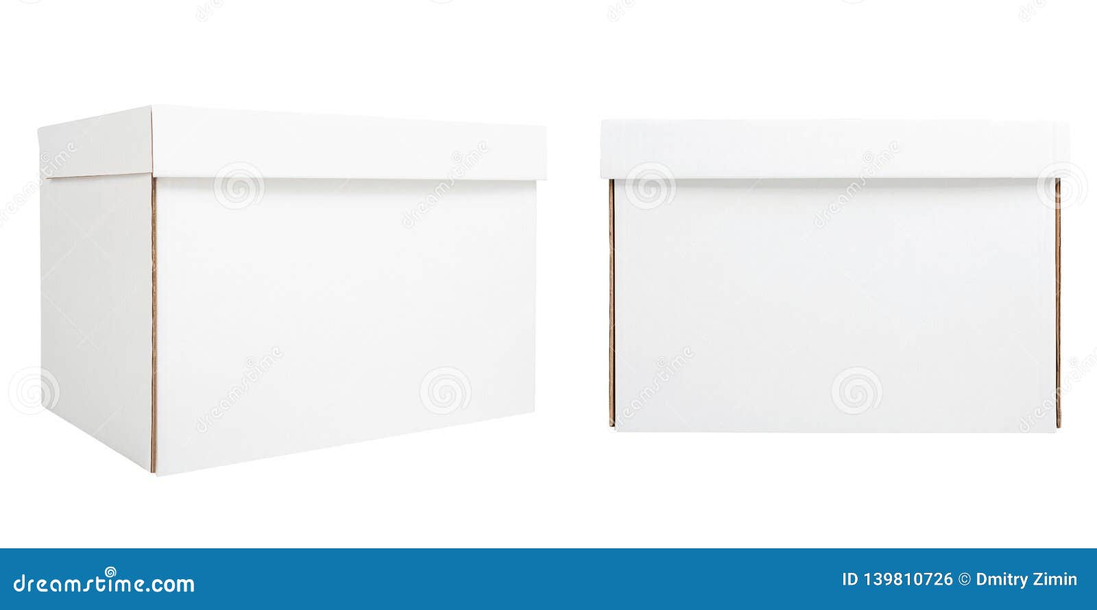 Set of Two Blank White Cardboard Box Isolated on White Background Stock ...