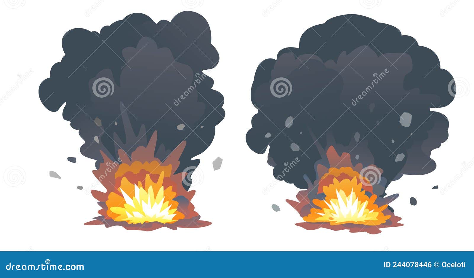 Set of Shell Exploding on Ground Isolated Stock Vector - Illustration ...