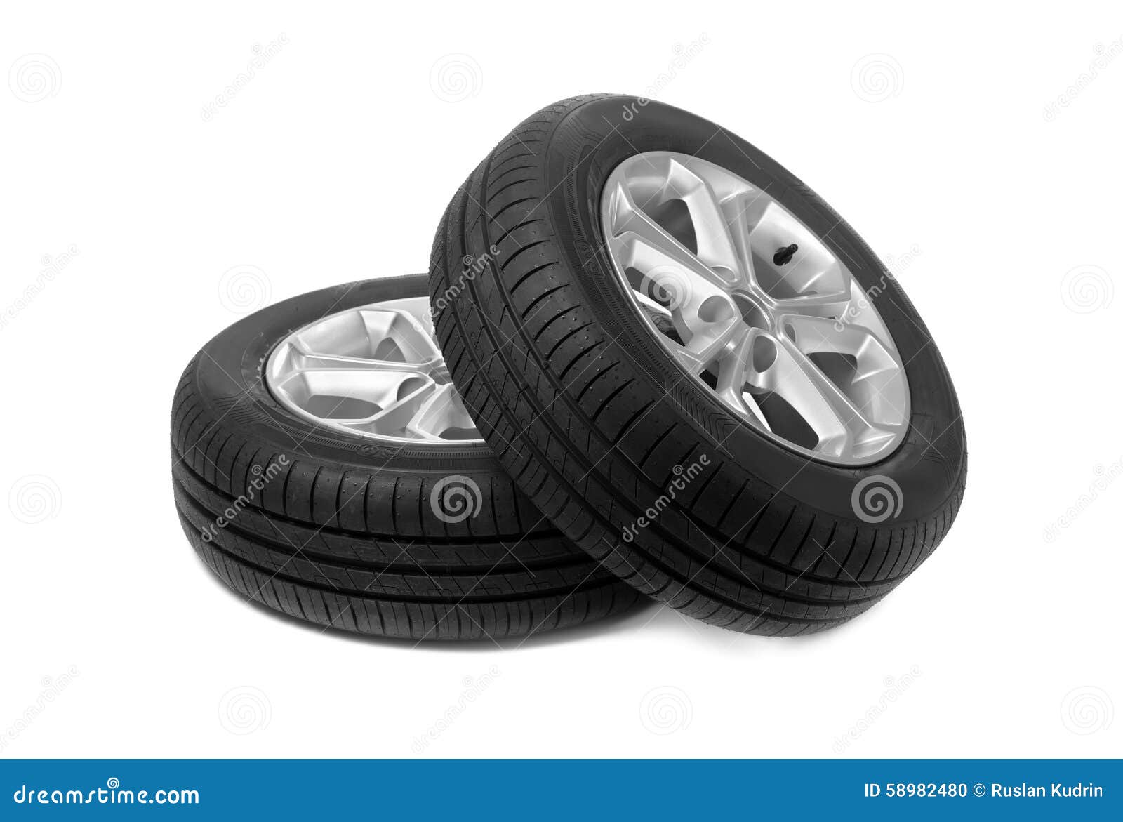 Set of Two Car Wheels. Studio Stock Photo - Image of protector, rubber ...