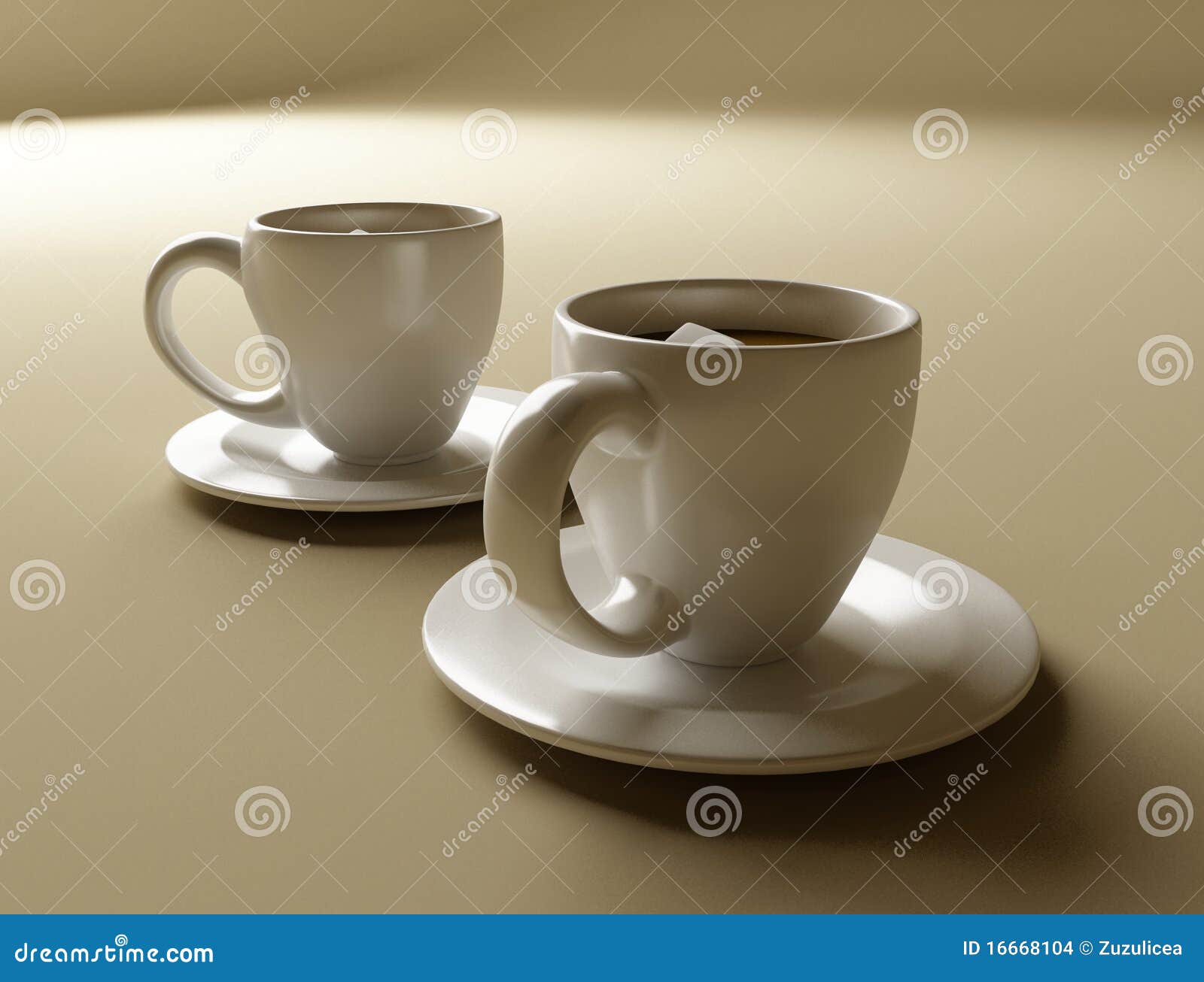 Set of two coffee cups stock illustration. Illustration of white - 16668104