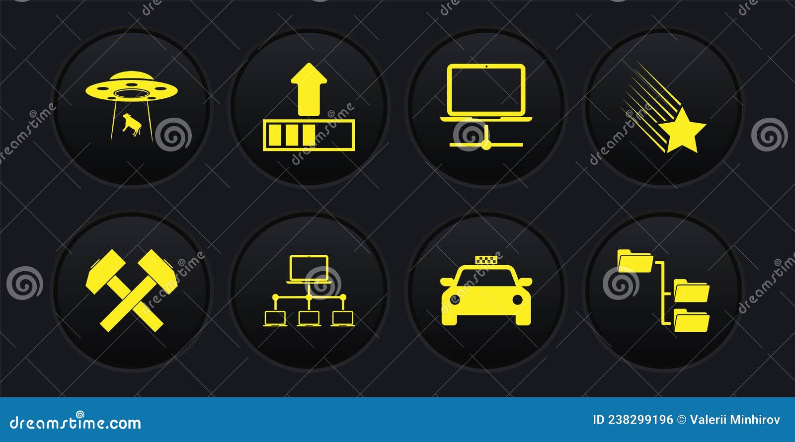 Set Two Crossed Hammers, Falling Star, Computer Network, Taxi Car, and ... Set Two Crossed Hammers, Falling Star, Computer Network, Taxi Car, and ...