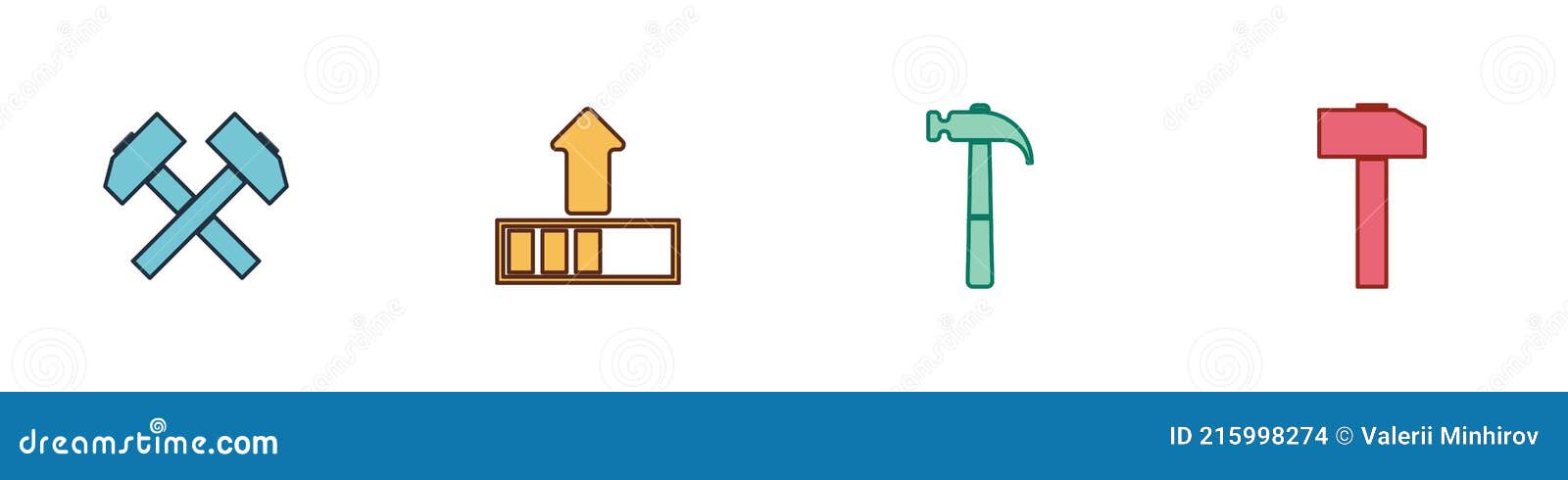 Set Two Crossed Hammers, Loading, Hammer and Icon. Vector Stock Vector ... Set Two Crossed Hammers, Loading, Hammer and Icon. Vector Stock Vector ...