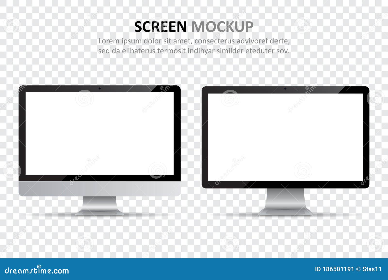 Set of Two Different Computer Monitors with Blank Screen. Mock Up of ...