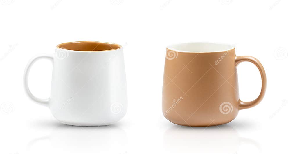 Set of Two Empty Cups Isolated on White Background Stock Photo - Image ...