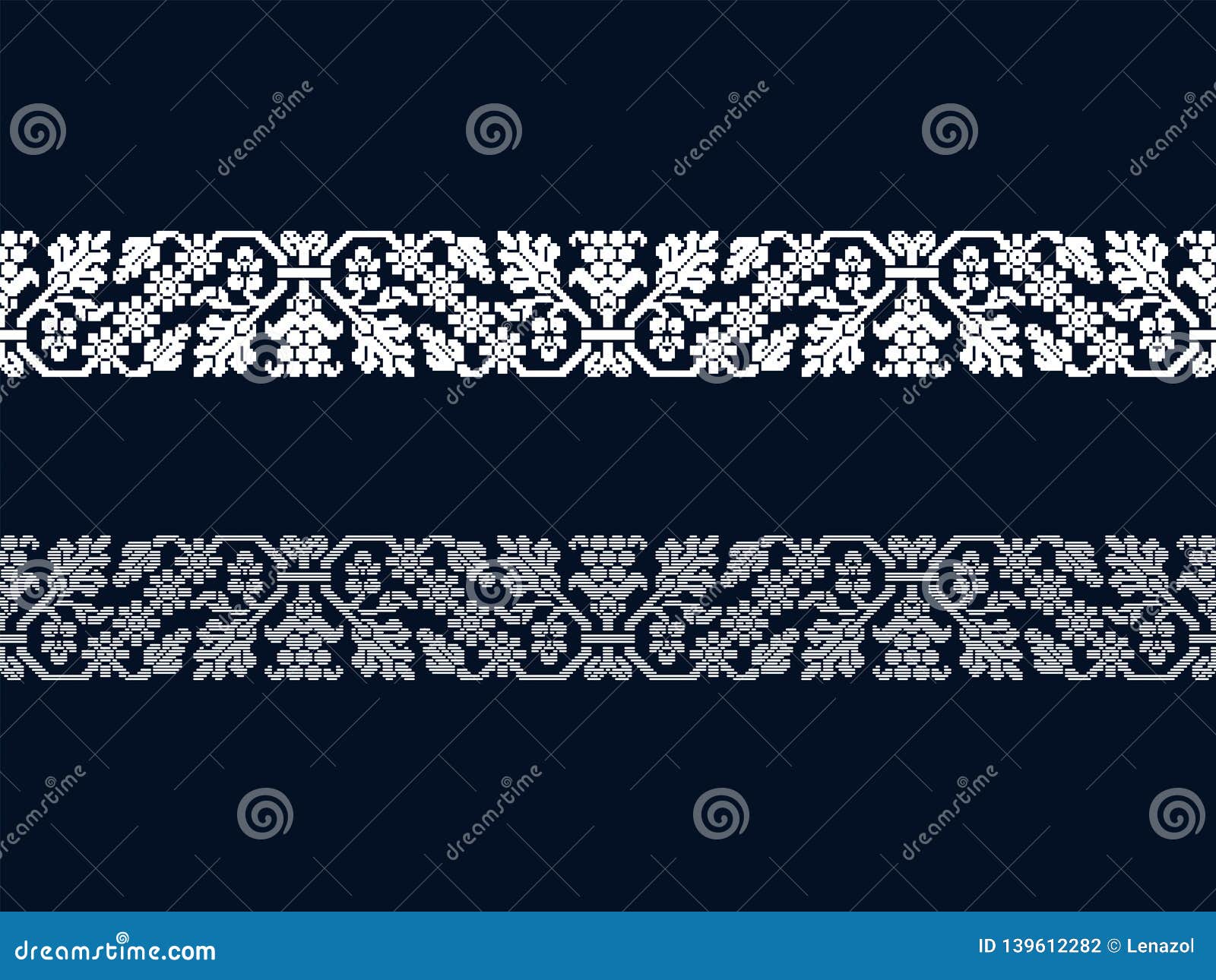 Set of Two Ethnic Borders with Floral Ornamentation. Seamless Template ...
