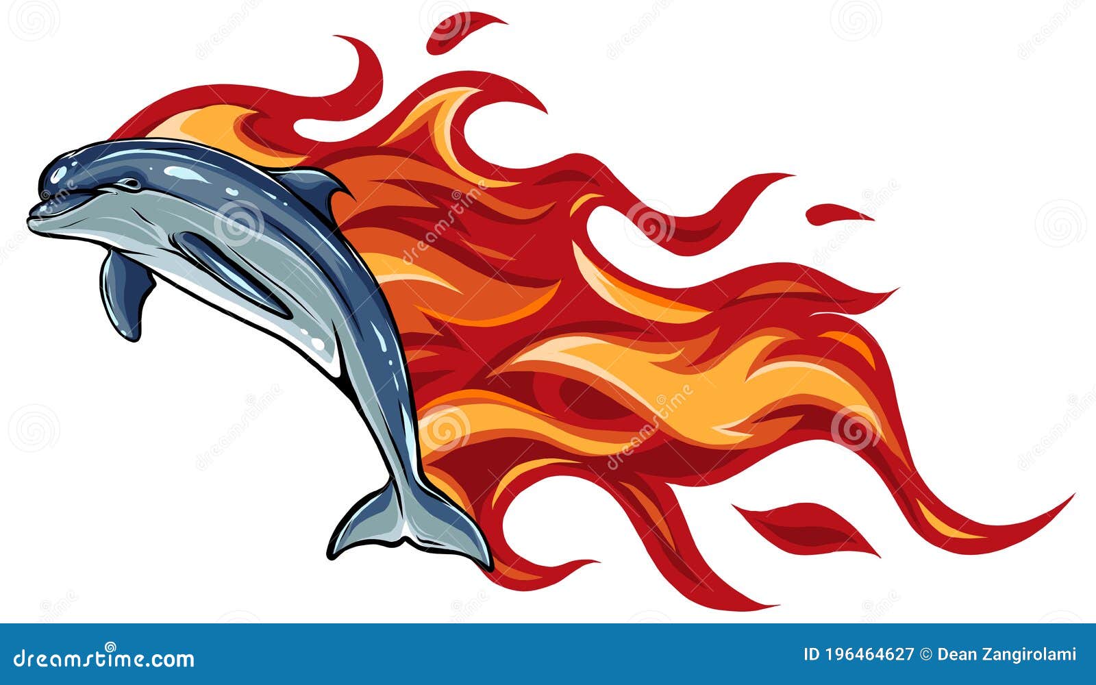 Set of Two Fiery Dolphins. Vector Illustrations. Tattoos. Stock Vector ...