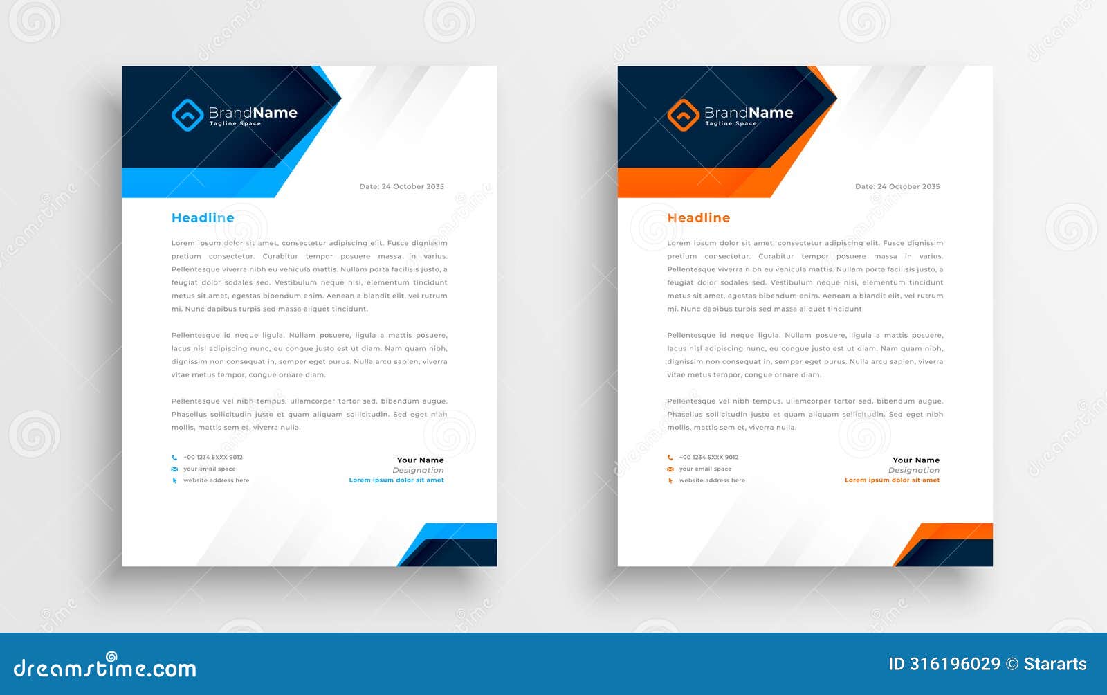 Set Of Two A4 Formal Letterhead Layout For Business Presentation ...