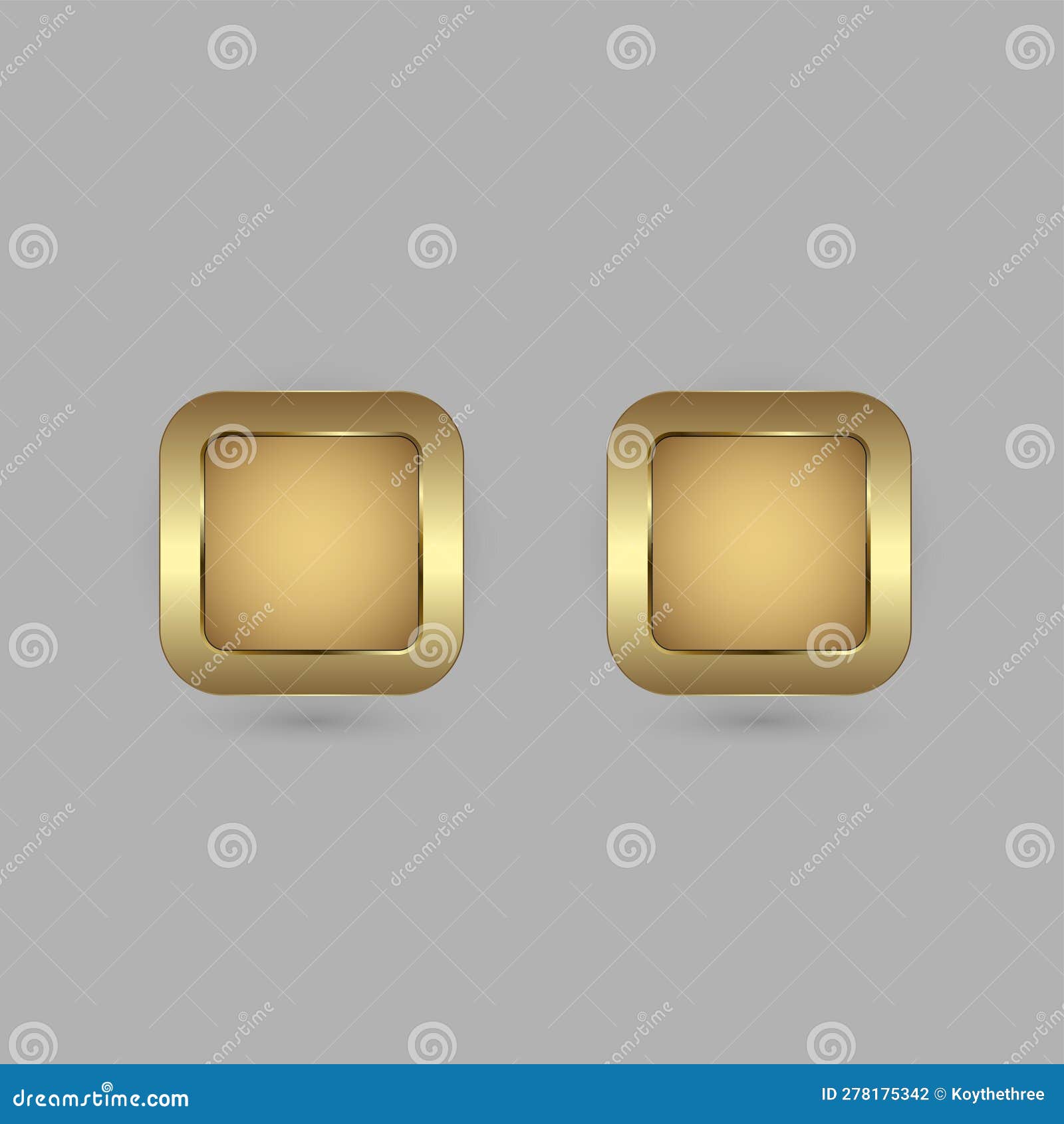 Set of Two Golden Rectangle Blank Button for Website UI Vector Design ...