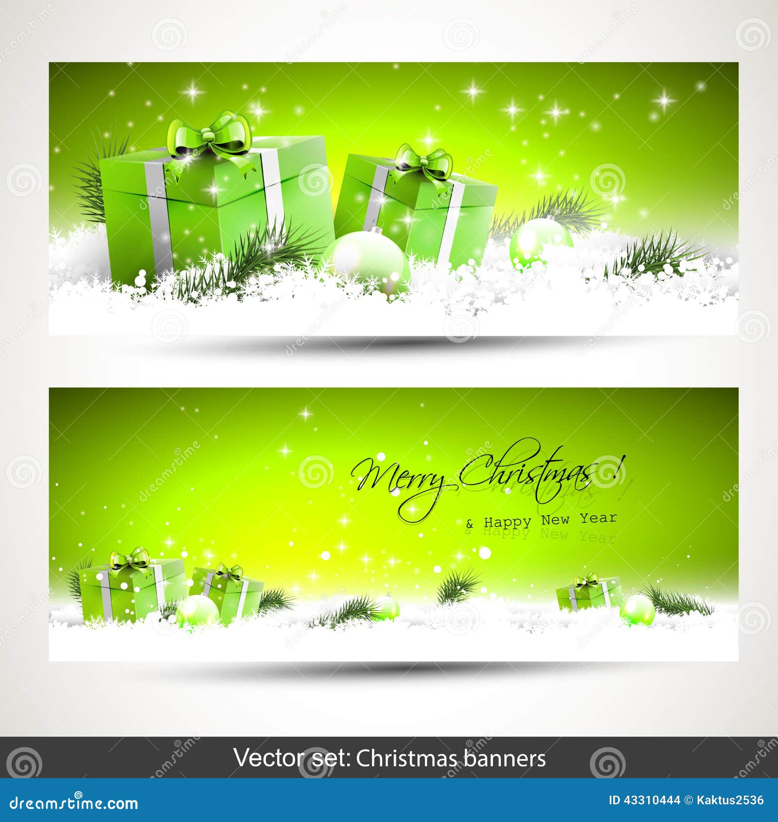 Set of Two Green Christmas Banners Stock Vector - Illustration of ...