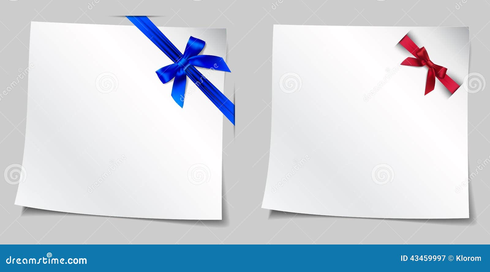 Set of Two Illustrations Paper Under the Ribbon with a Bow Stock Vector ...
