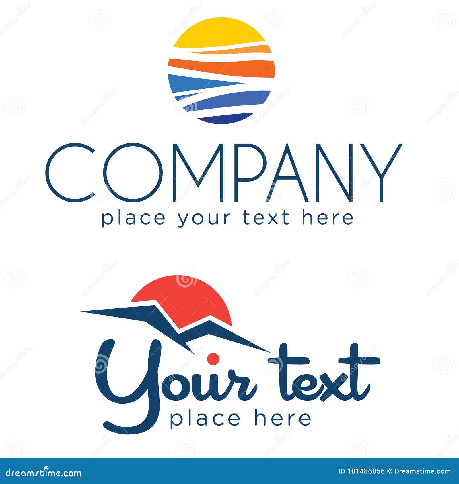 Set of two solar logos stock illustration. Illustration of sunset ...