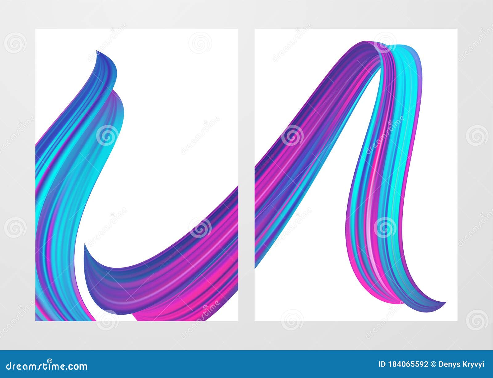 Set of Two Modern Abstract Blank Backgrounds with 3d Twisted Colorful ...