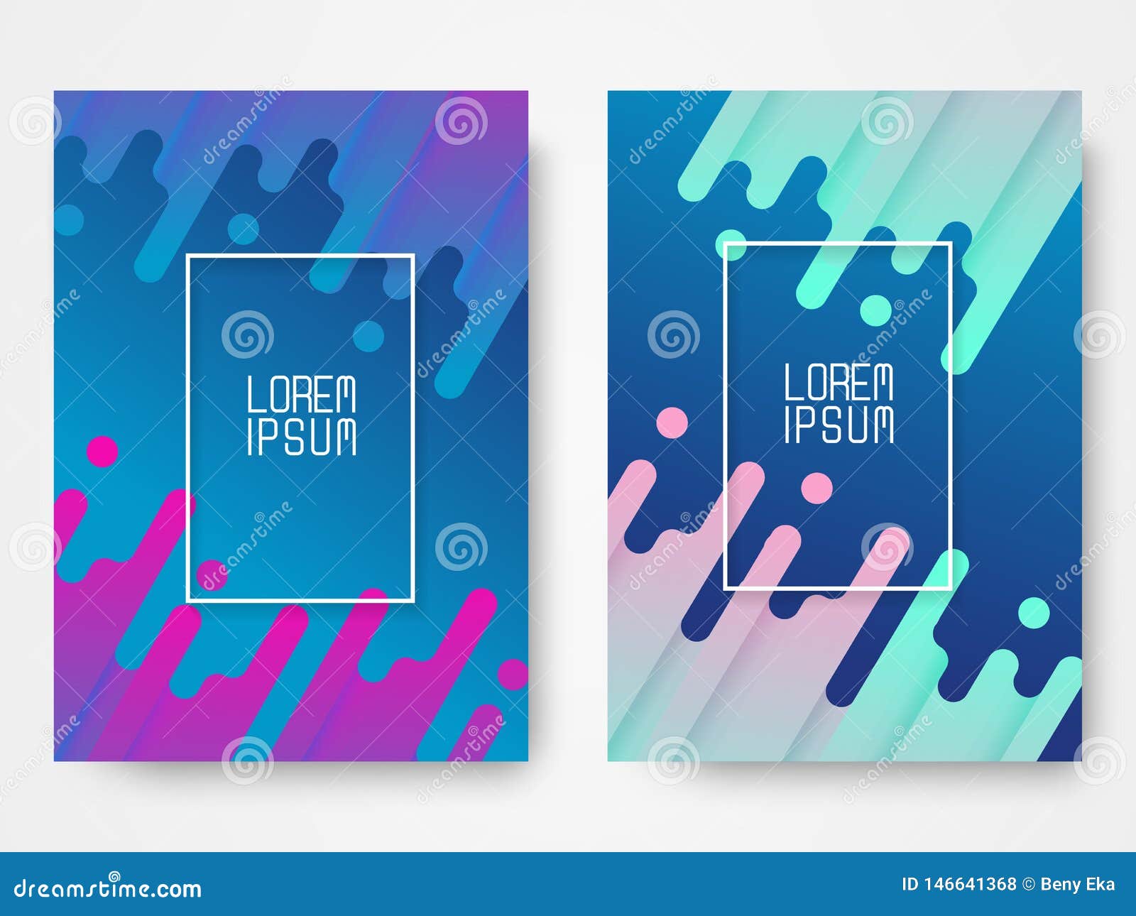 Set of Two Modern Abstract Covers with Cool Gradient Shapes and Copy ...