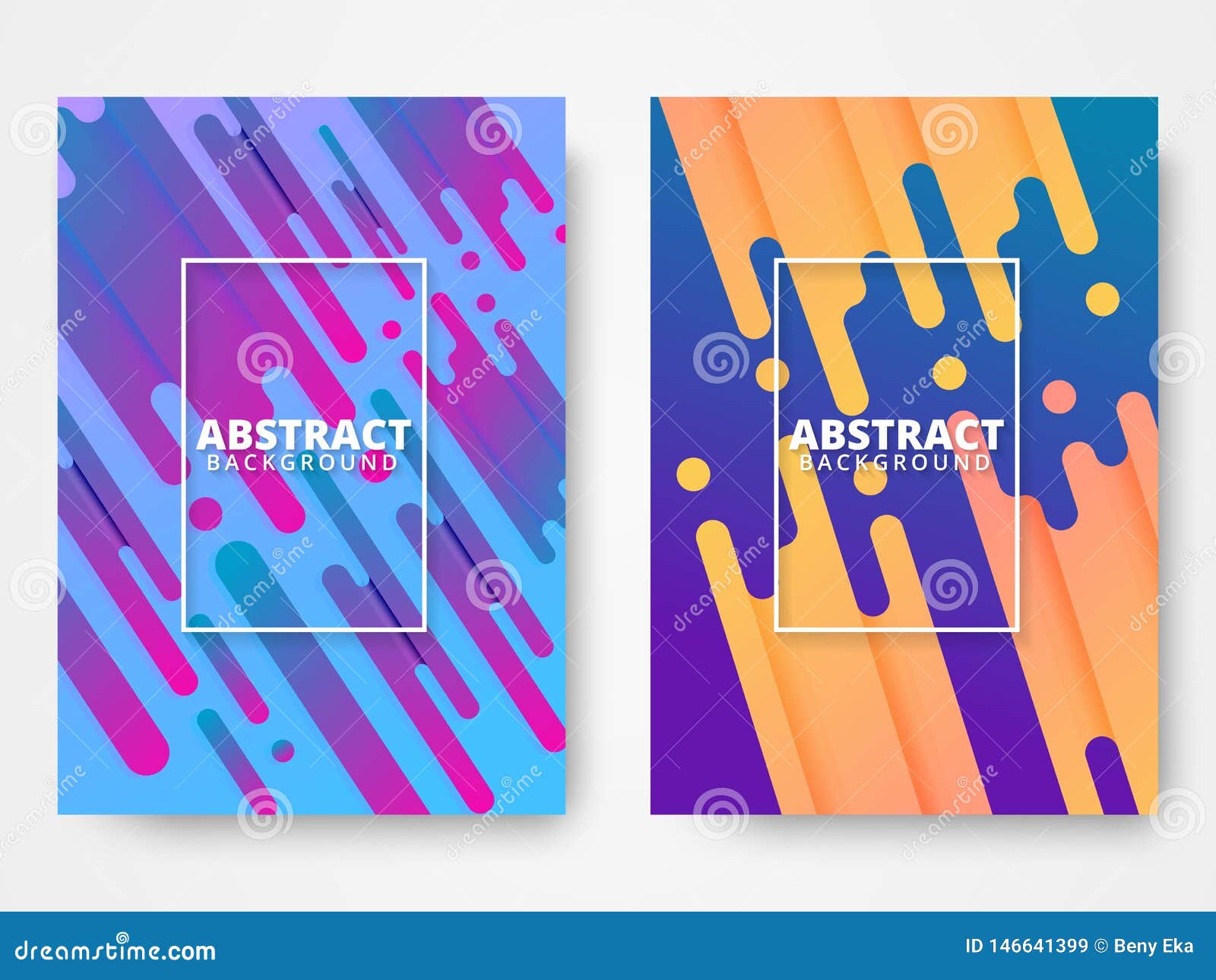 Set of Two Modern Abstract Covers with Cool Gradient Shapes and Copy ...
