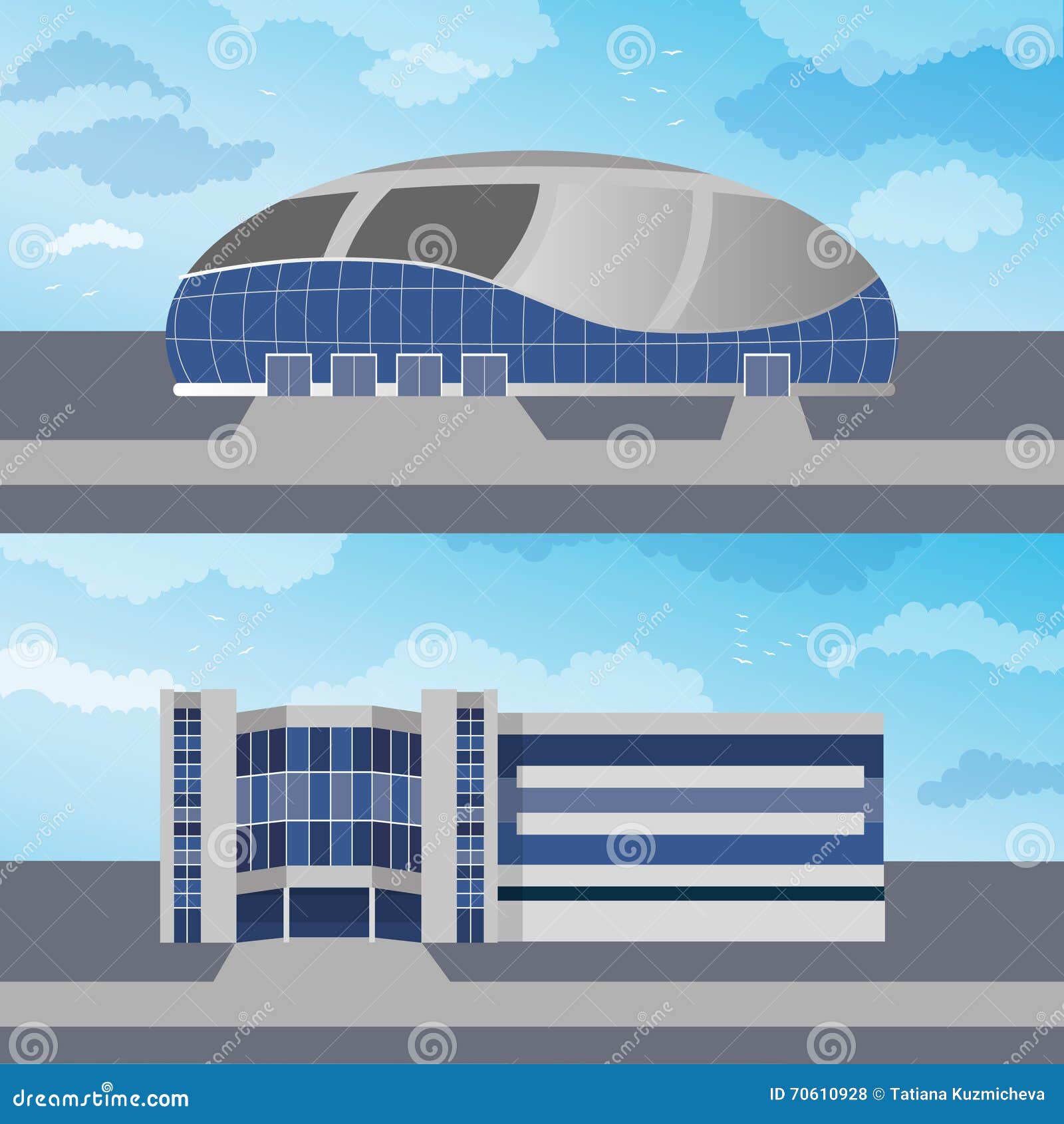 Set with Two Modern Buildings. Vector Illustration Stock Vector ...