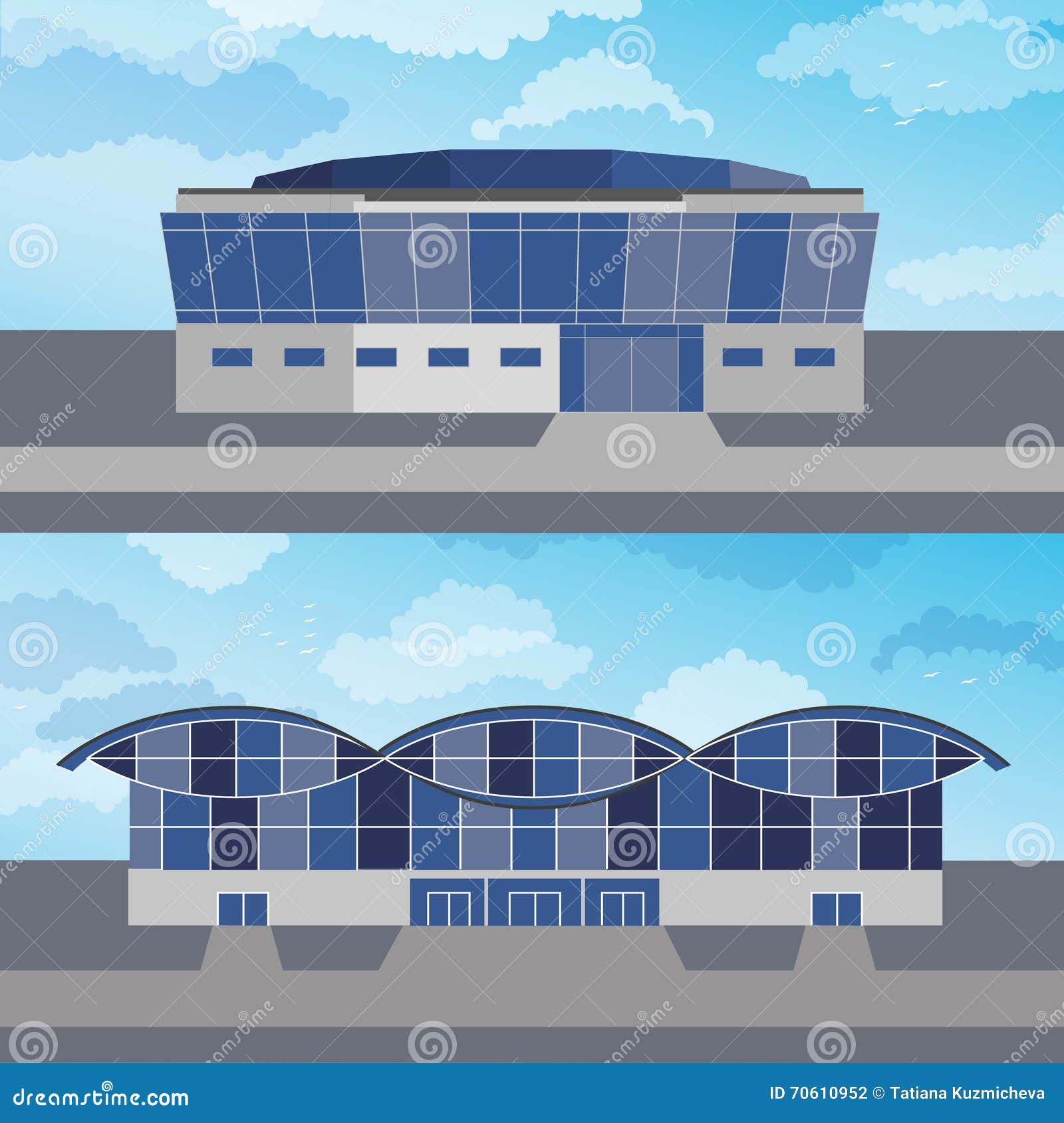Set with Two Modern Buildings. Vector Illustration Stock Vector ...