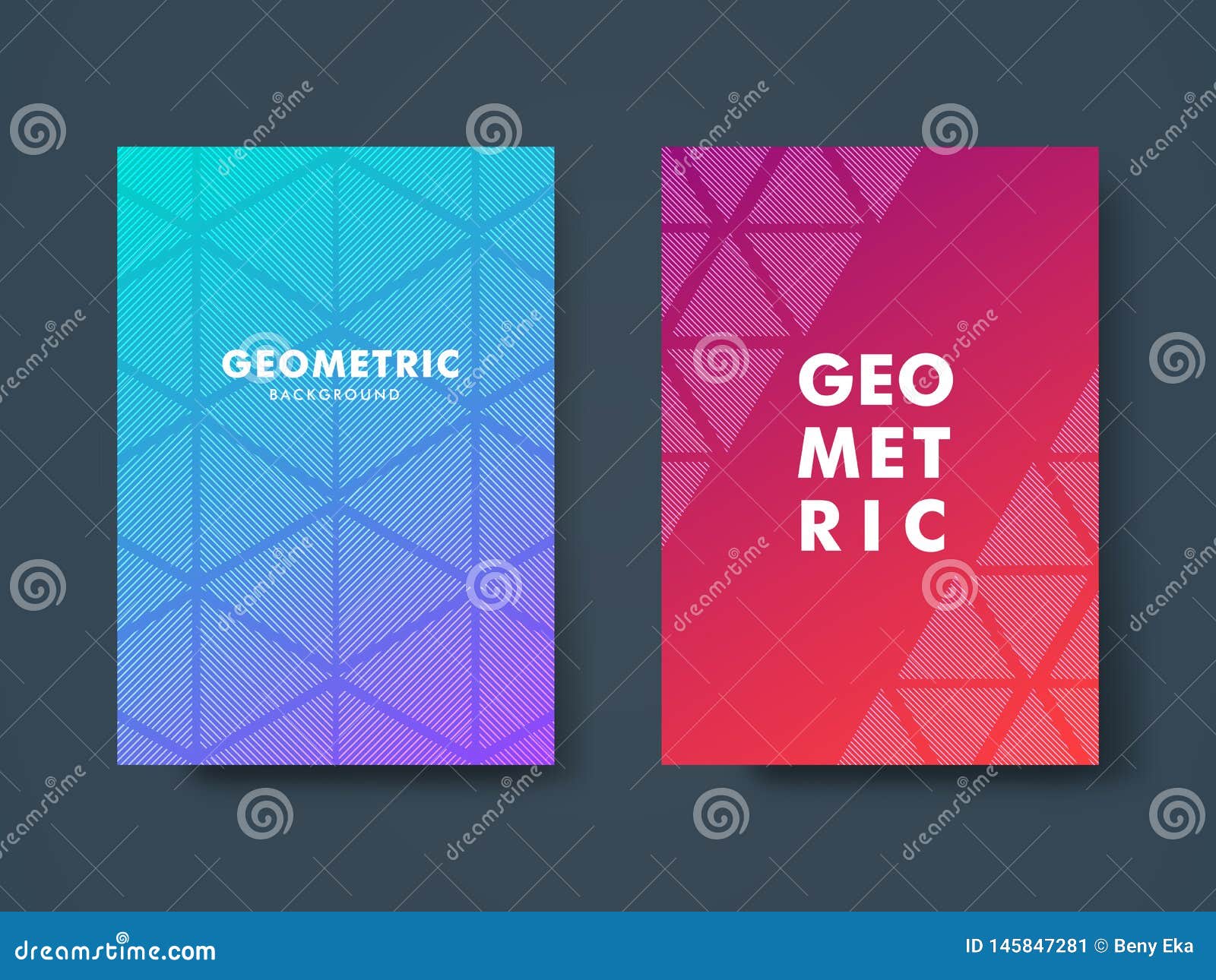 Set of Two Modern Cover Design with Geometric Shape and Vibrant ...