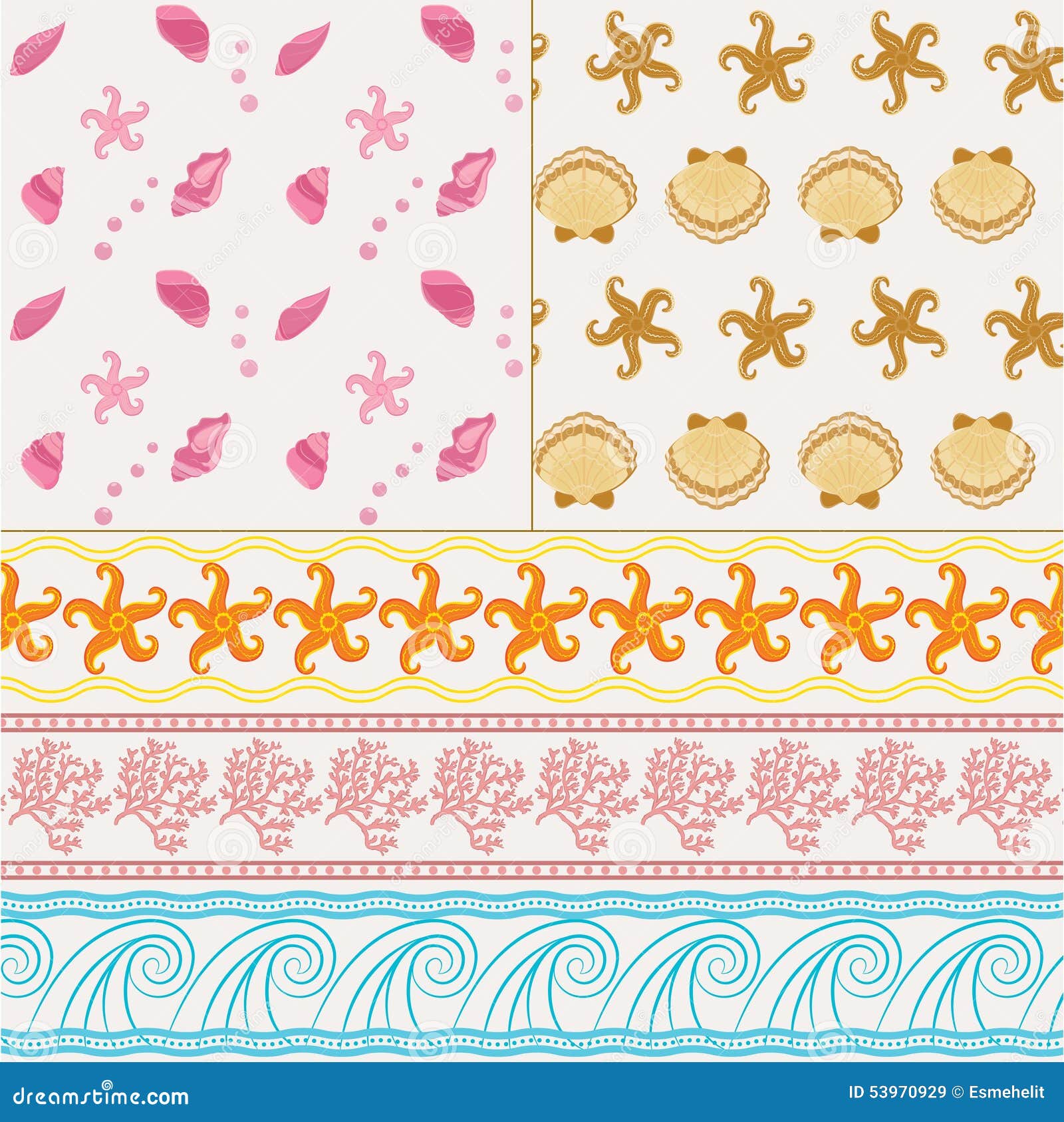 Set of Two Nautical Seamless Patterns and Three Stock Vector ...