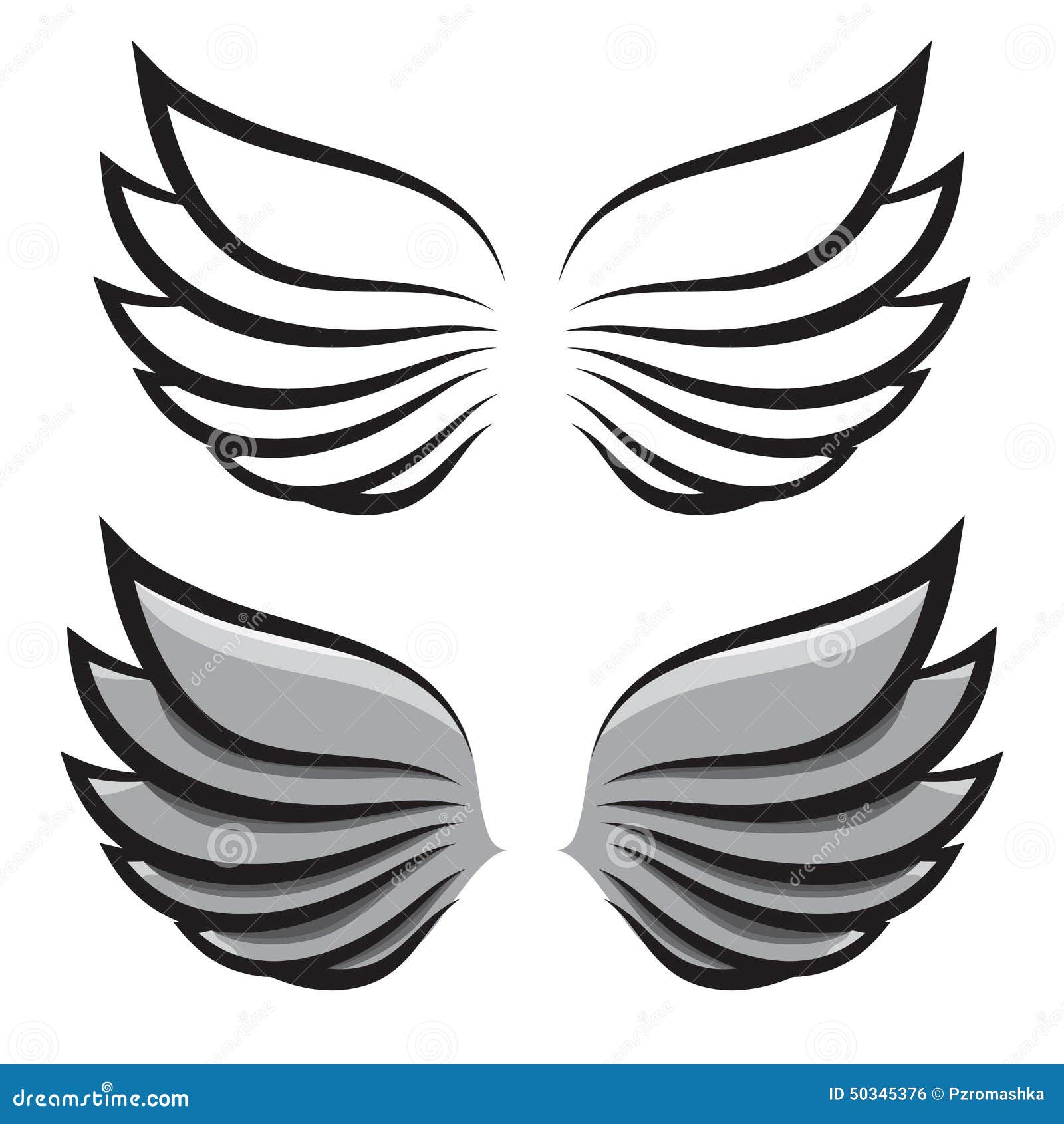 Set. two pairs of wings stock vector. Illustration of fantasy - 50345376