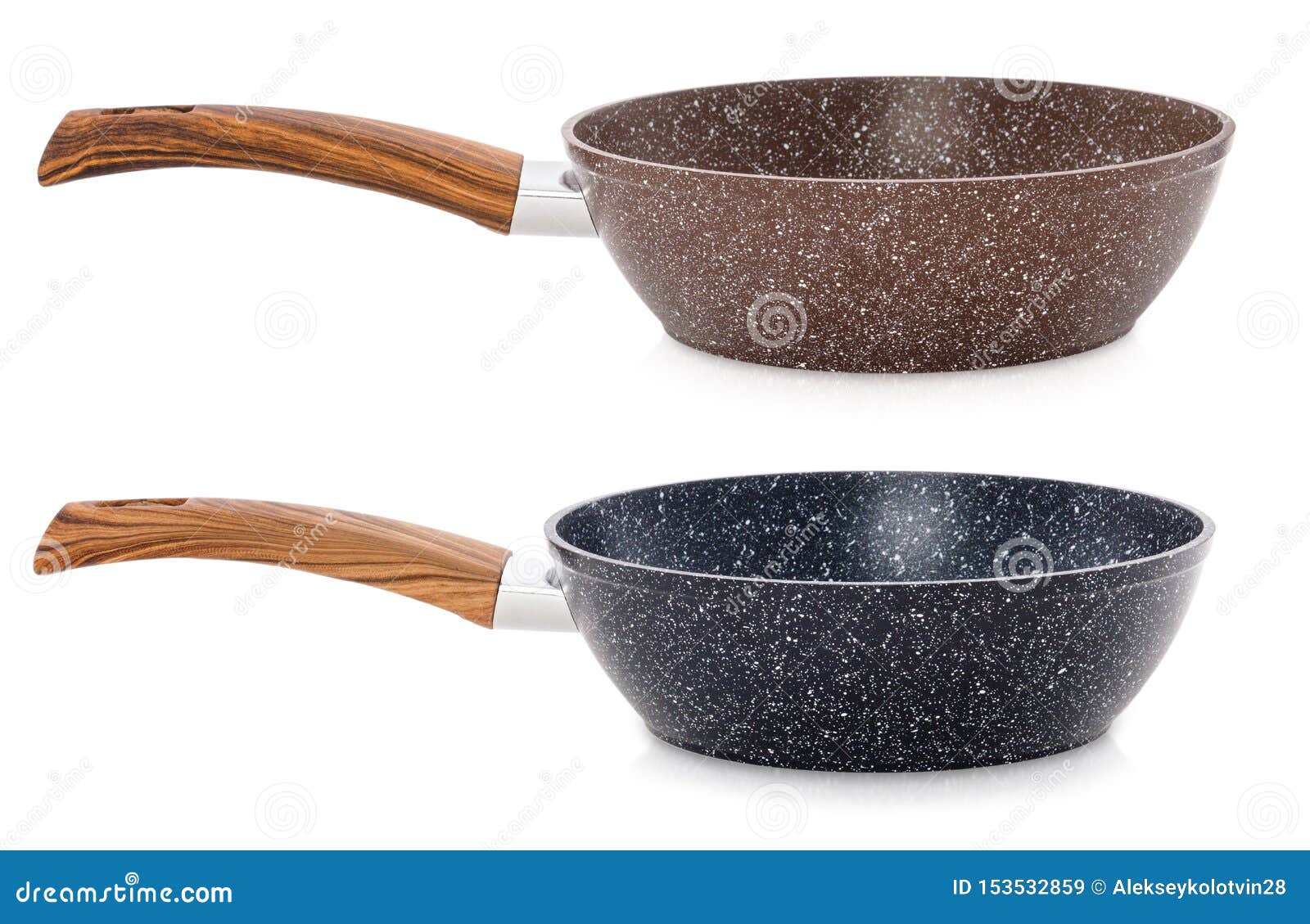Set of Two Pans for Frying, Isolated on White Background. Black and ...