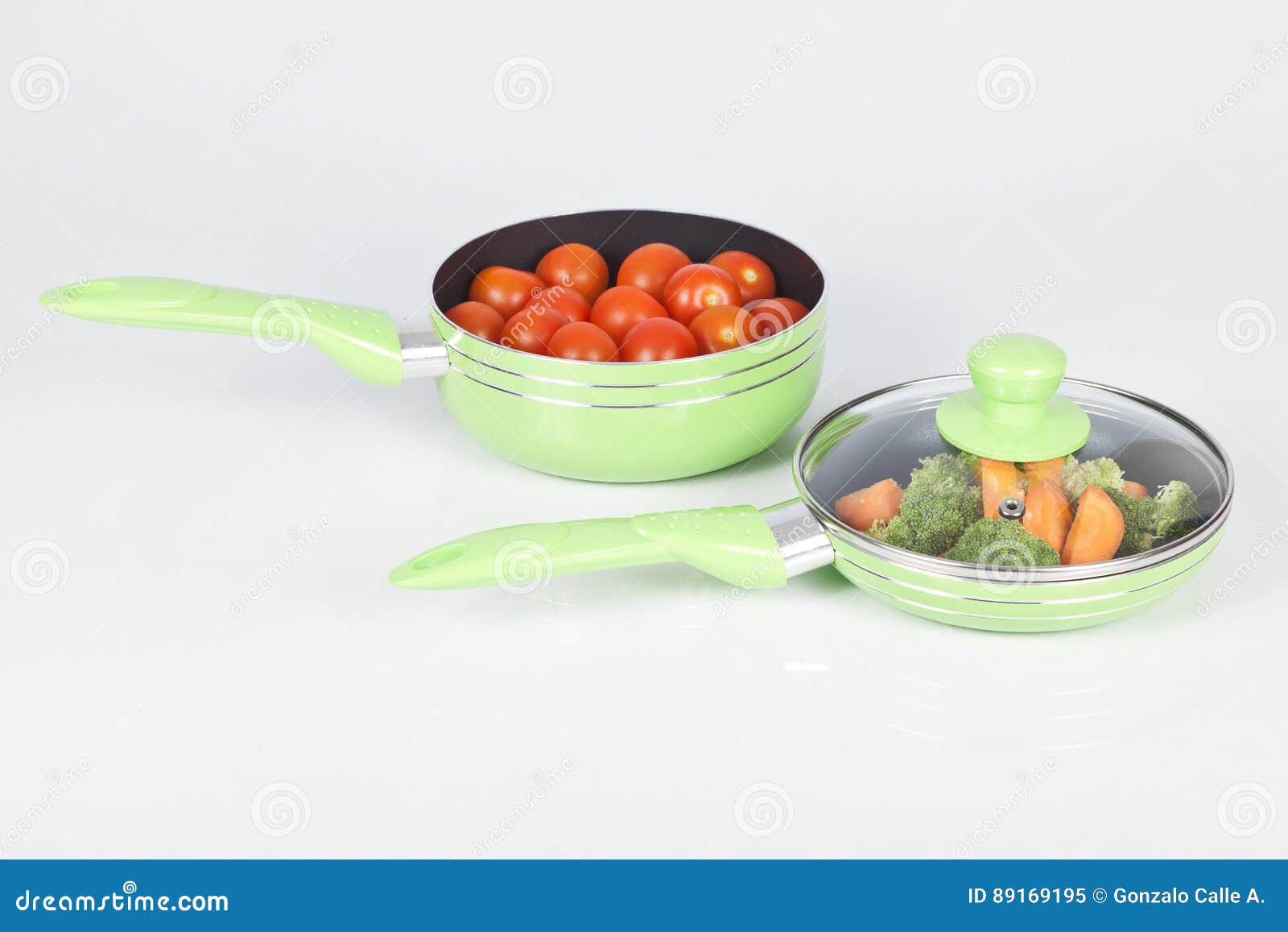 Set of Two Pans on White Background Stock Image - Image of handle, soup ...