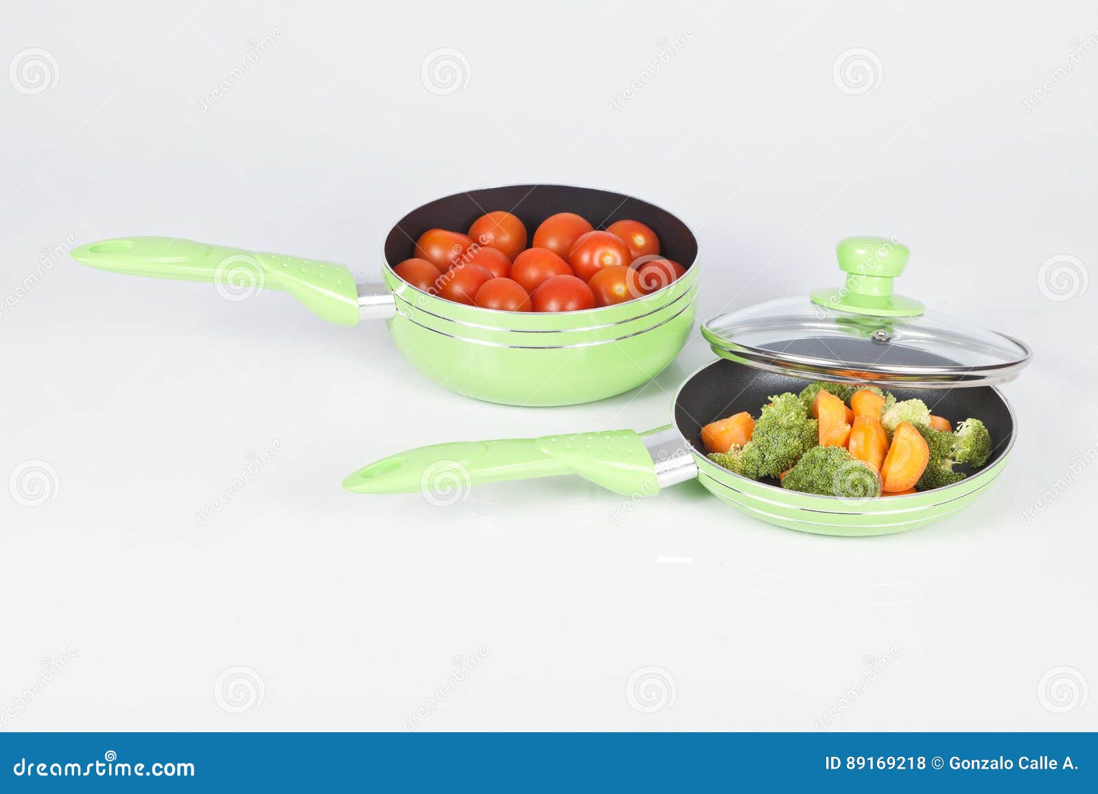 Set of Two Pans on White Background Stock Photo - Image of kitchenware ...