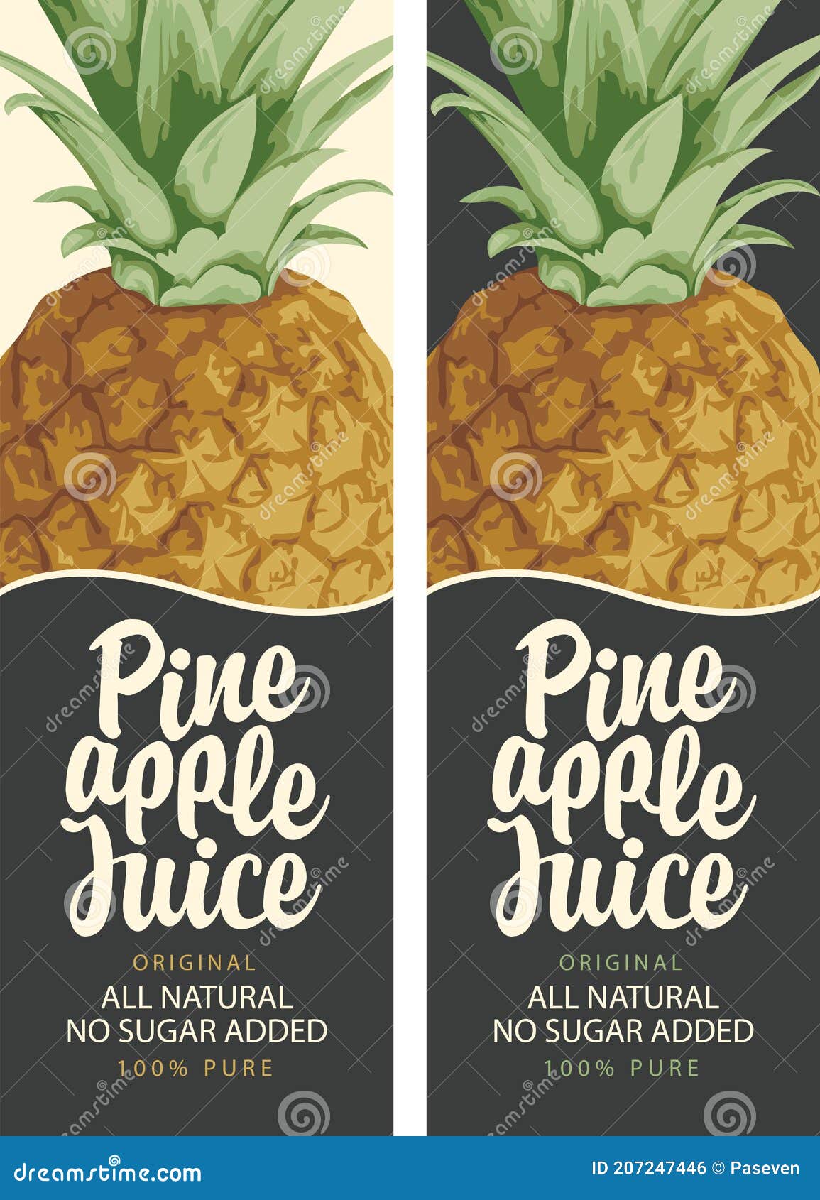 Set of Labels for Pineapple Juice in Retro Style Stock Vector ...