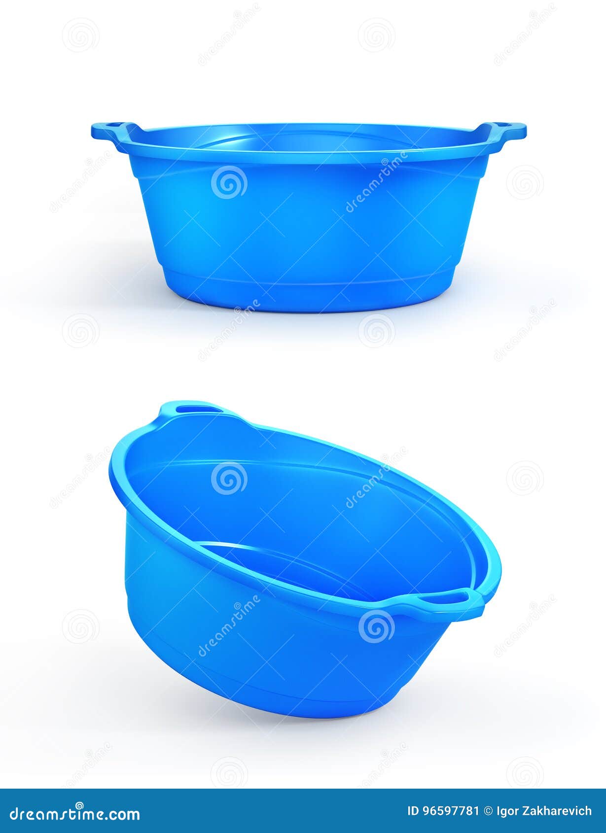 Plastic Basin Icon Cartoon Illustration. Red Bowl For Water And Food ...