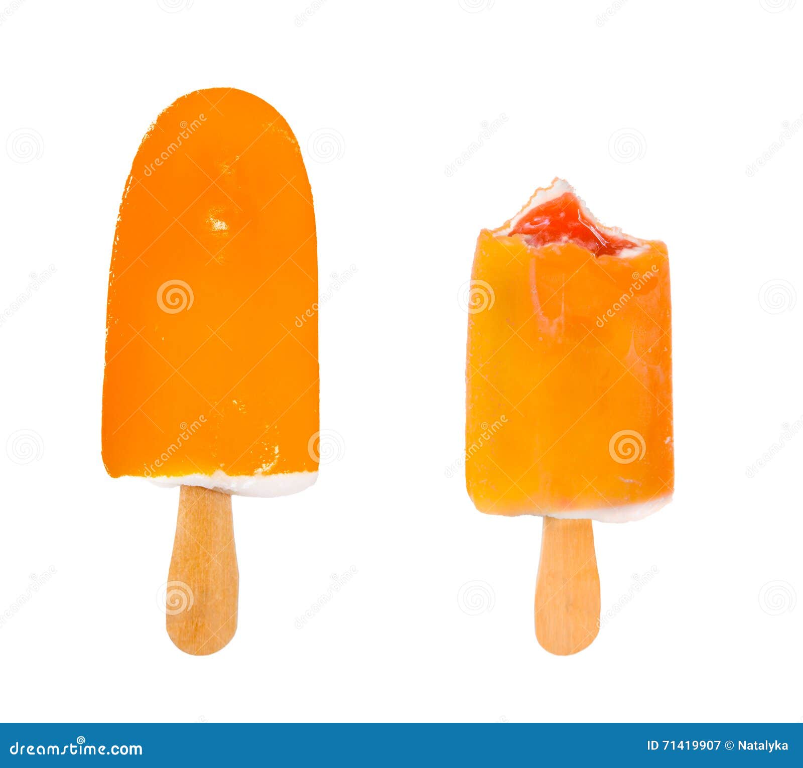 Set of Two Popsicles in Orange Glaze Stock Image - Image of background ...