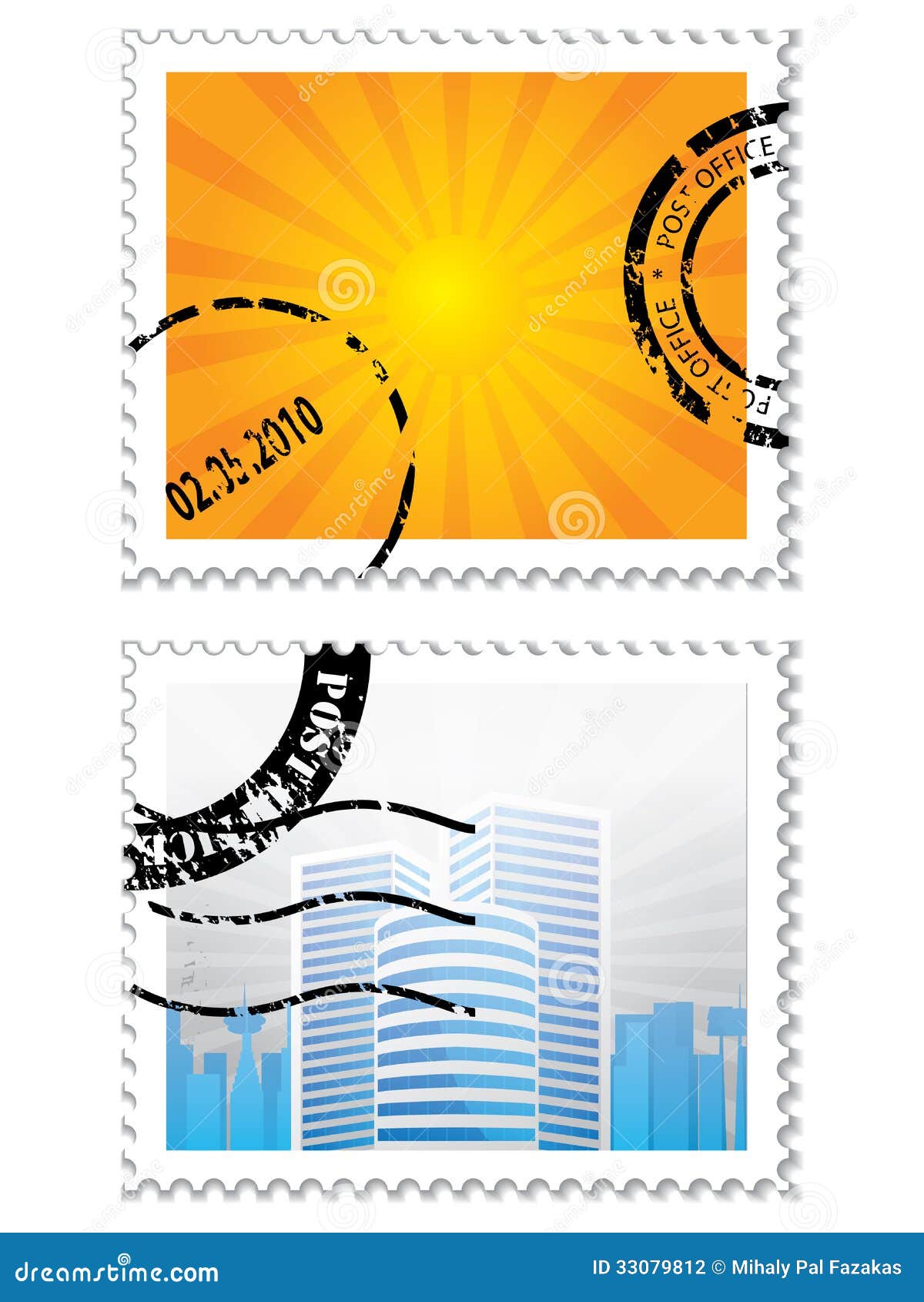 Set of Two Post Stamps on White Stock Vector - Illustration of envelope ...