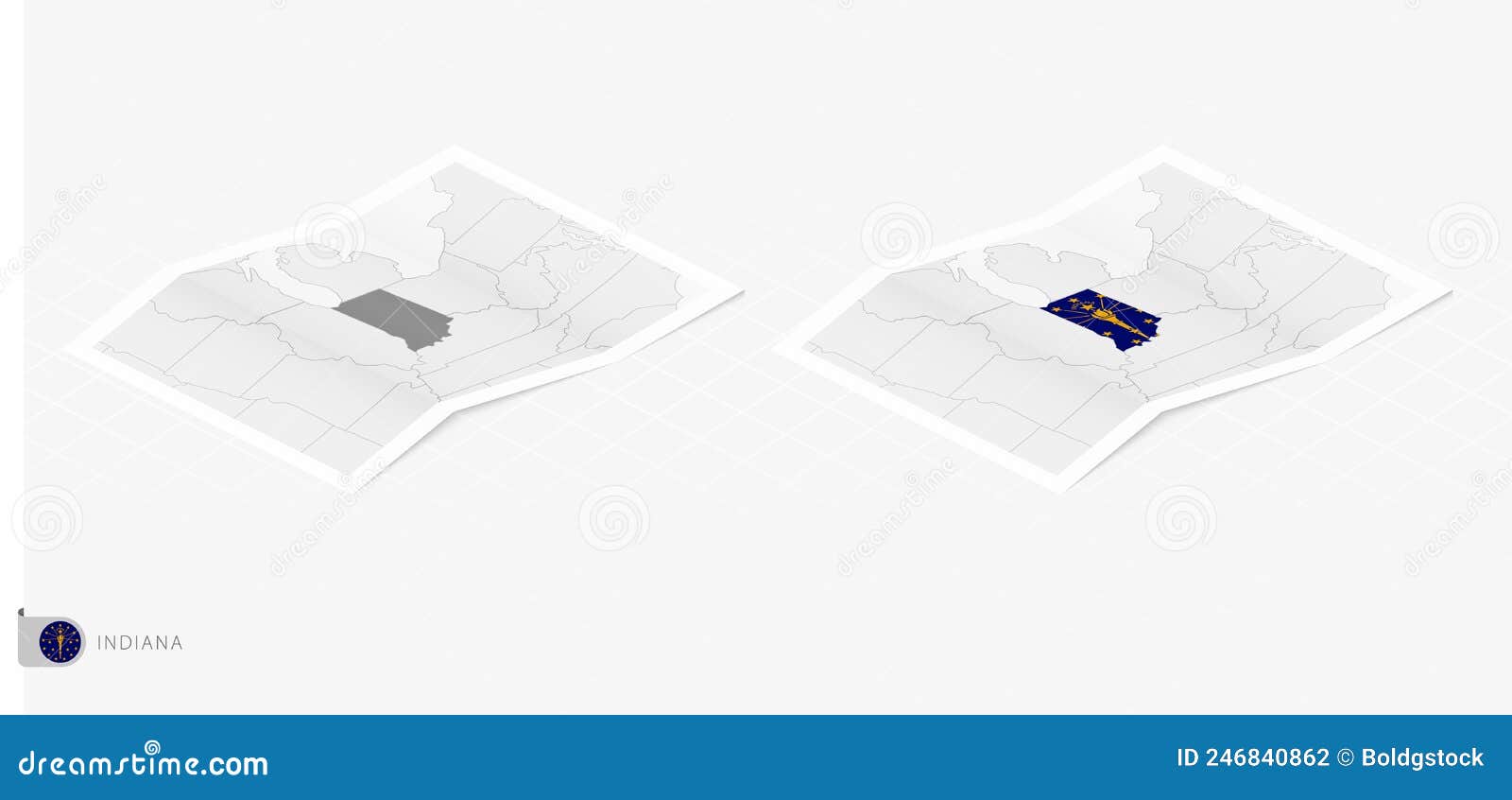 Set of Two Realistic Map of Indiana with Shadow. the Flag and Map of ...