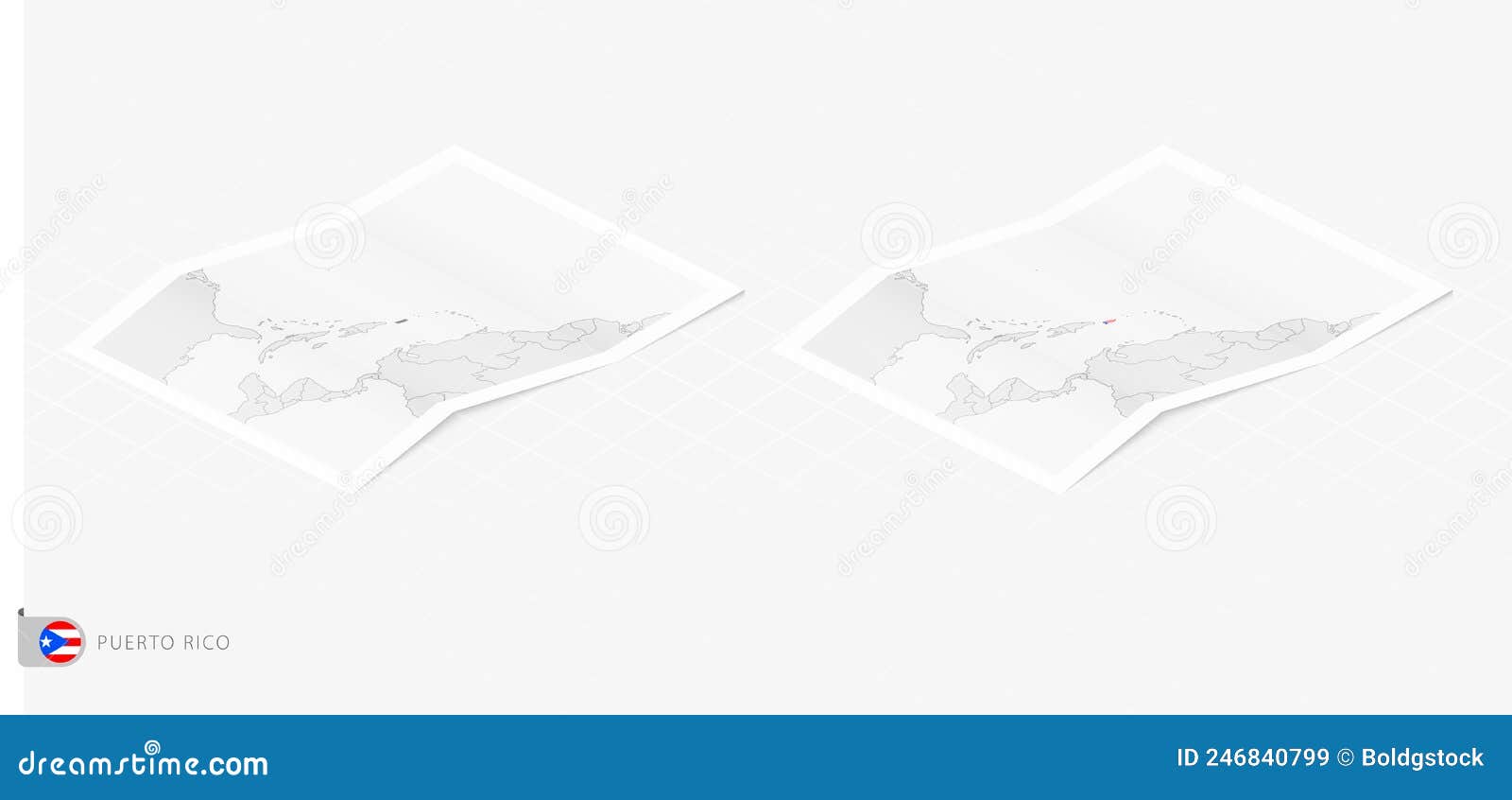 Set of Two Realistic Map of Puerto Rico with Shadow. the Flag and Map ...