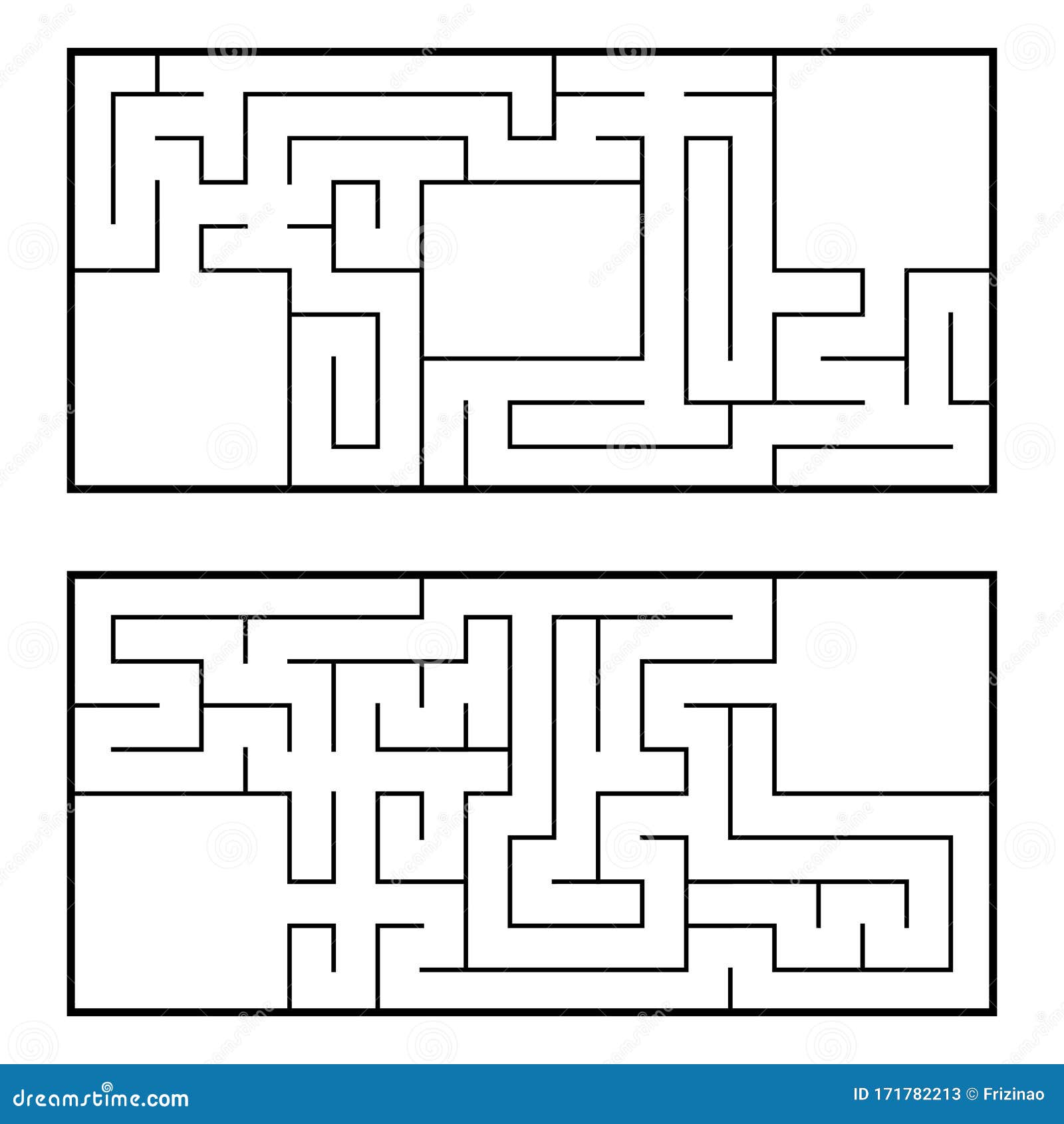 A Set Of Two Rectangular Labyrinths. Simple Flat Vector Illustration ...