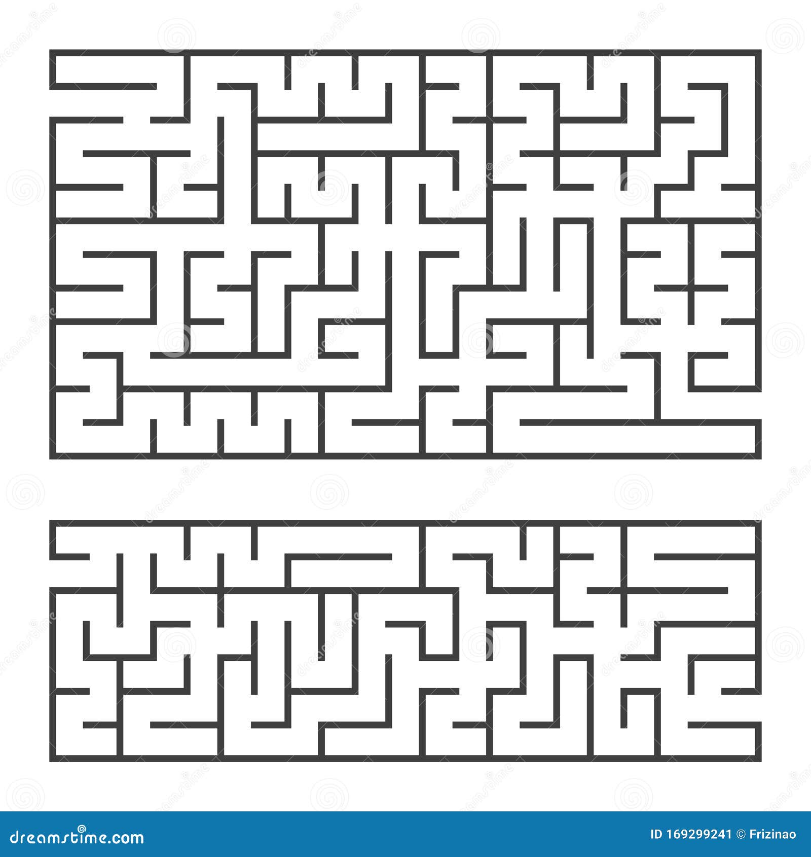 A Set of Two Rectangular Mazes with an Entrance and an Exit. Simple ...