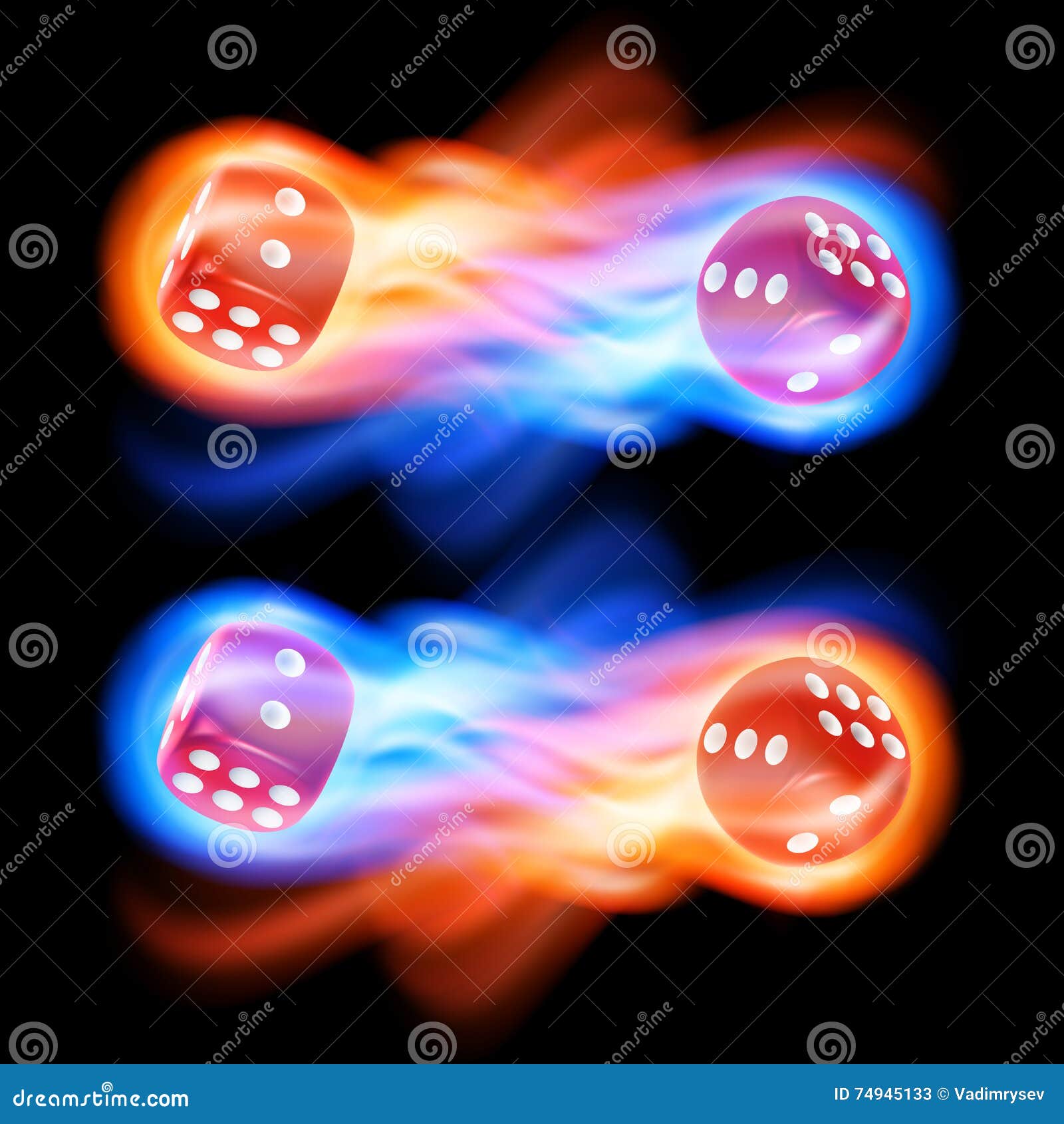 Set of Two Red Dice in Fire. Stock Vector - Illustration of casino ...