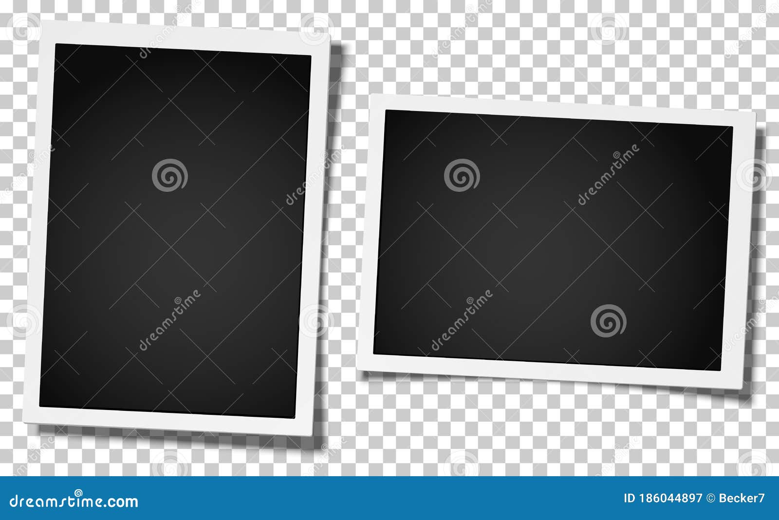 Set of Two Retro Realistic Vector Photo Frames, Vertical and Horizontal ...