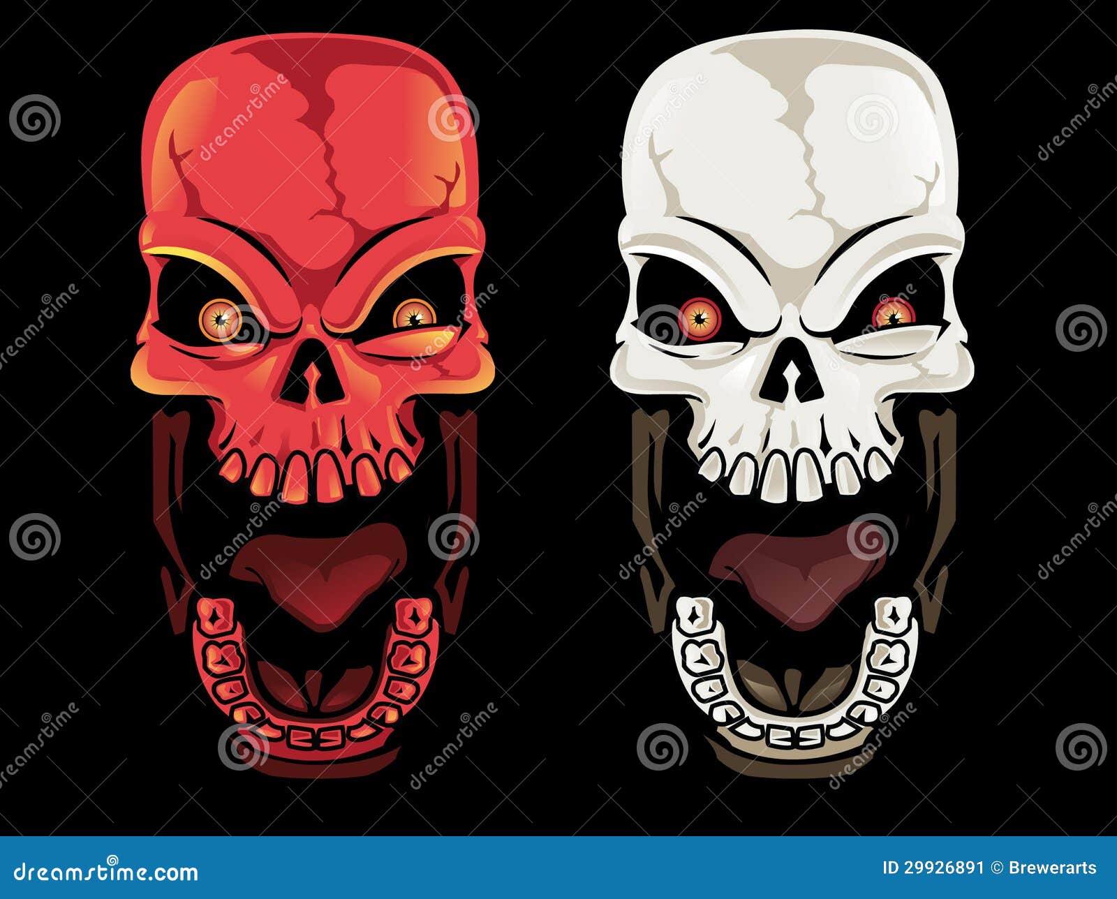 Screaming Skulls stock vector. Illustration of scream - 29926891
