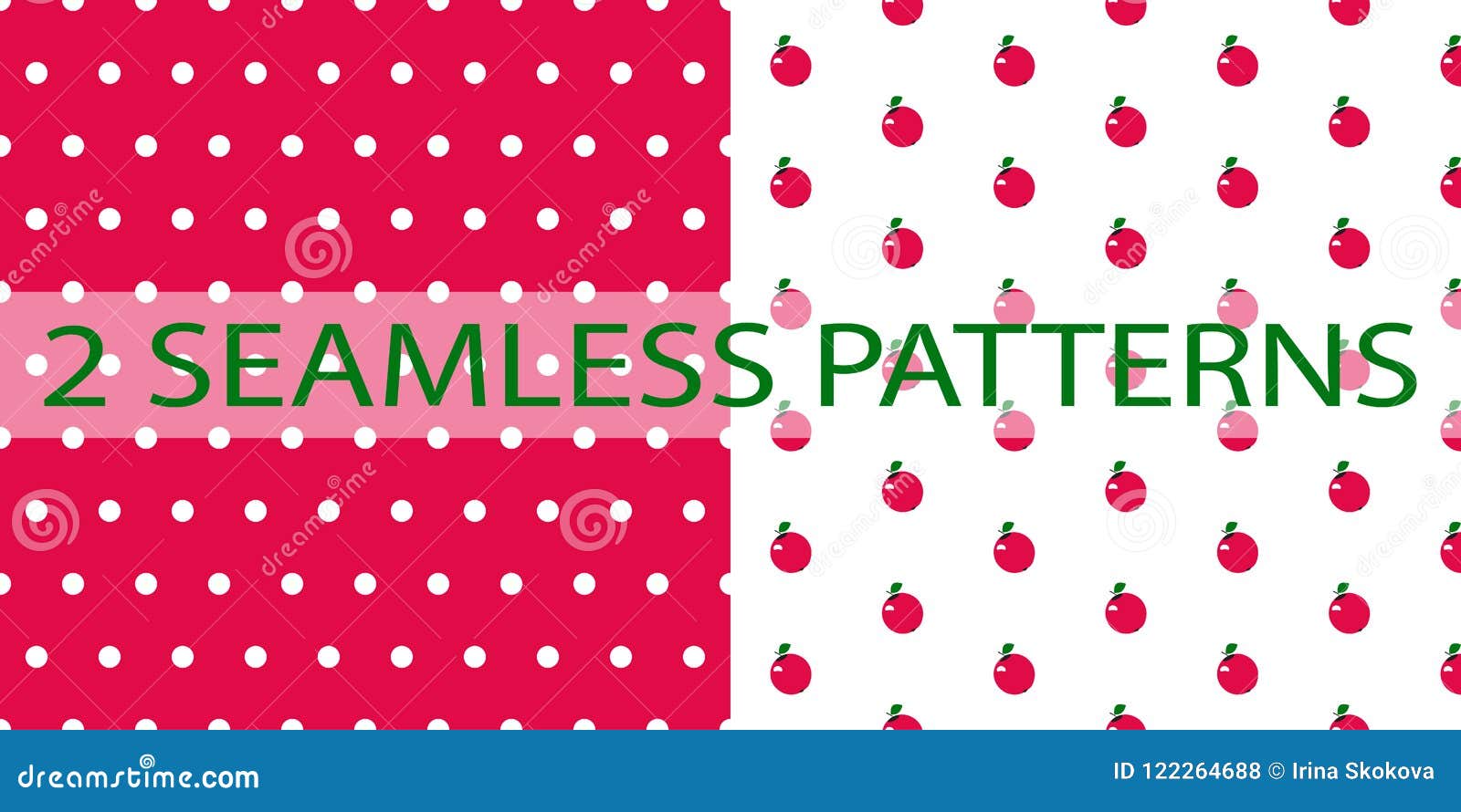 Set of Two Seamless Patterns in Red Color Stock Vector - Illustration ...