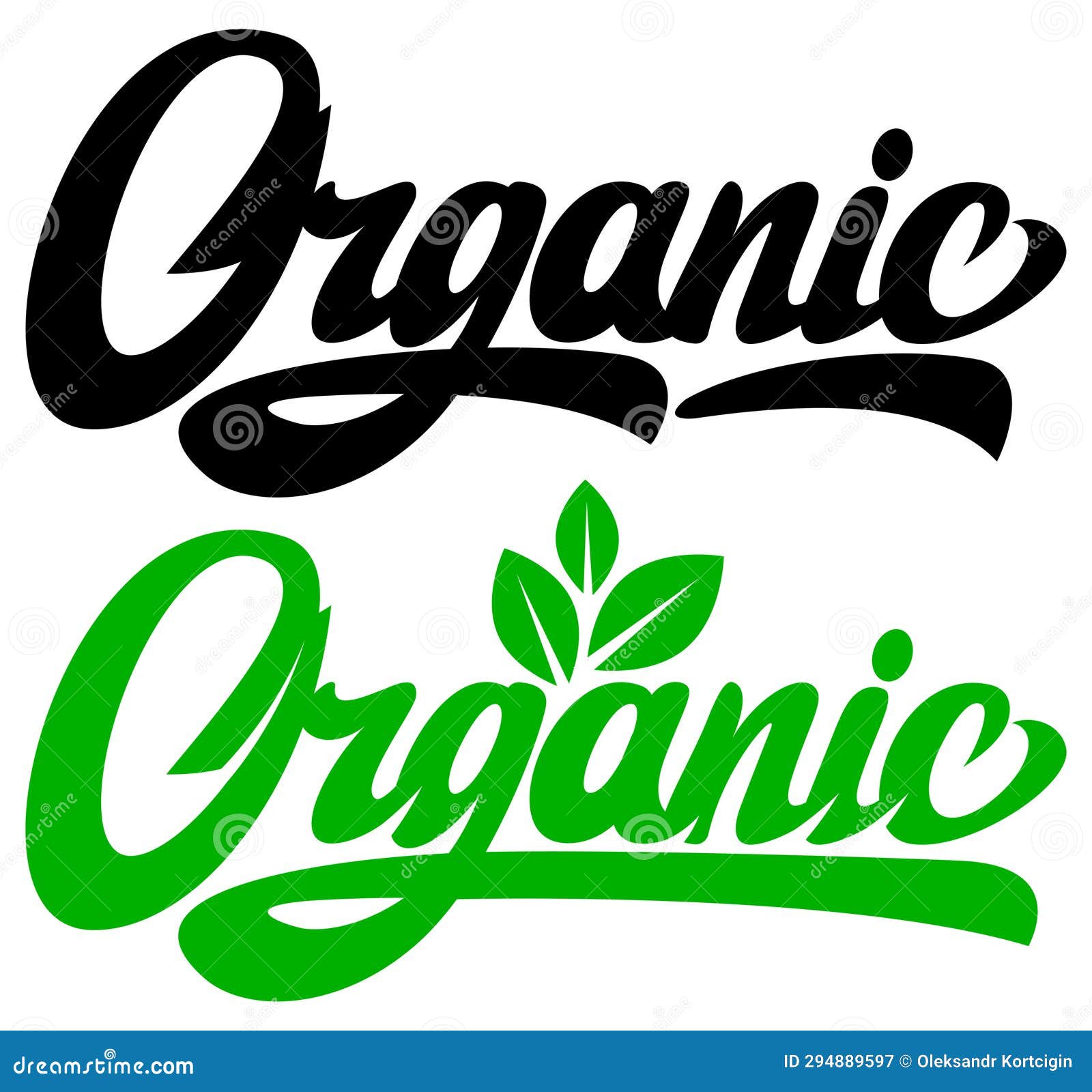 A Set of Two Spelling Options for the Word Organic. Calligraphy ...