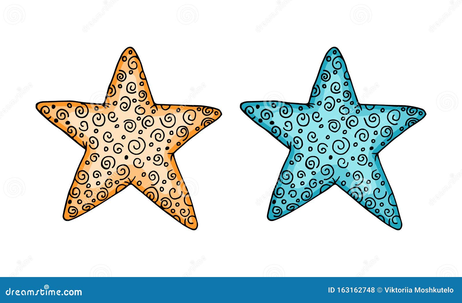Set of Two Stars. Hand Drawn Stock Illustration - Illustration of line ...