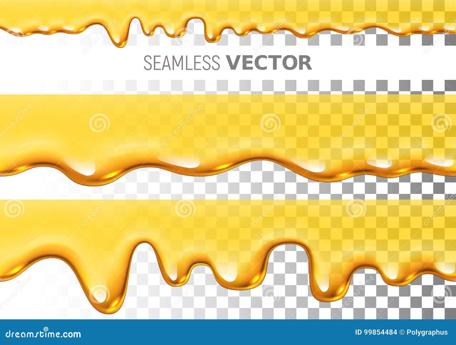 Set of Two Transparent Vector Seamless Dripping Honey Pattern on ...
