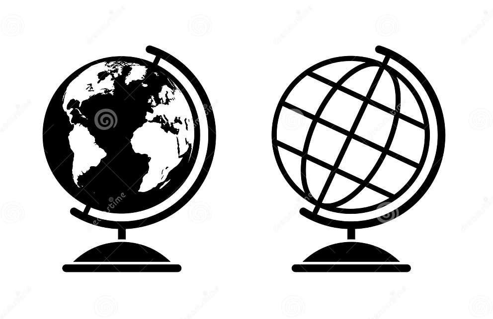 Set of Two Vector Earth Globe Illustration Stock Vector - Illustration ...