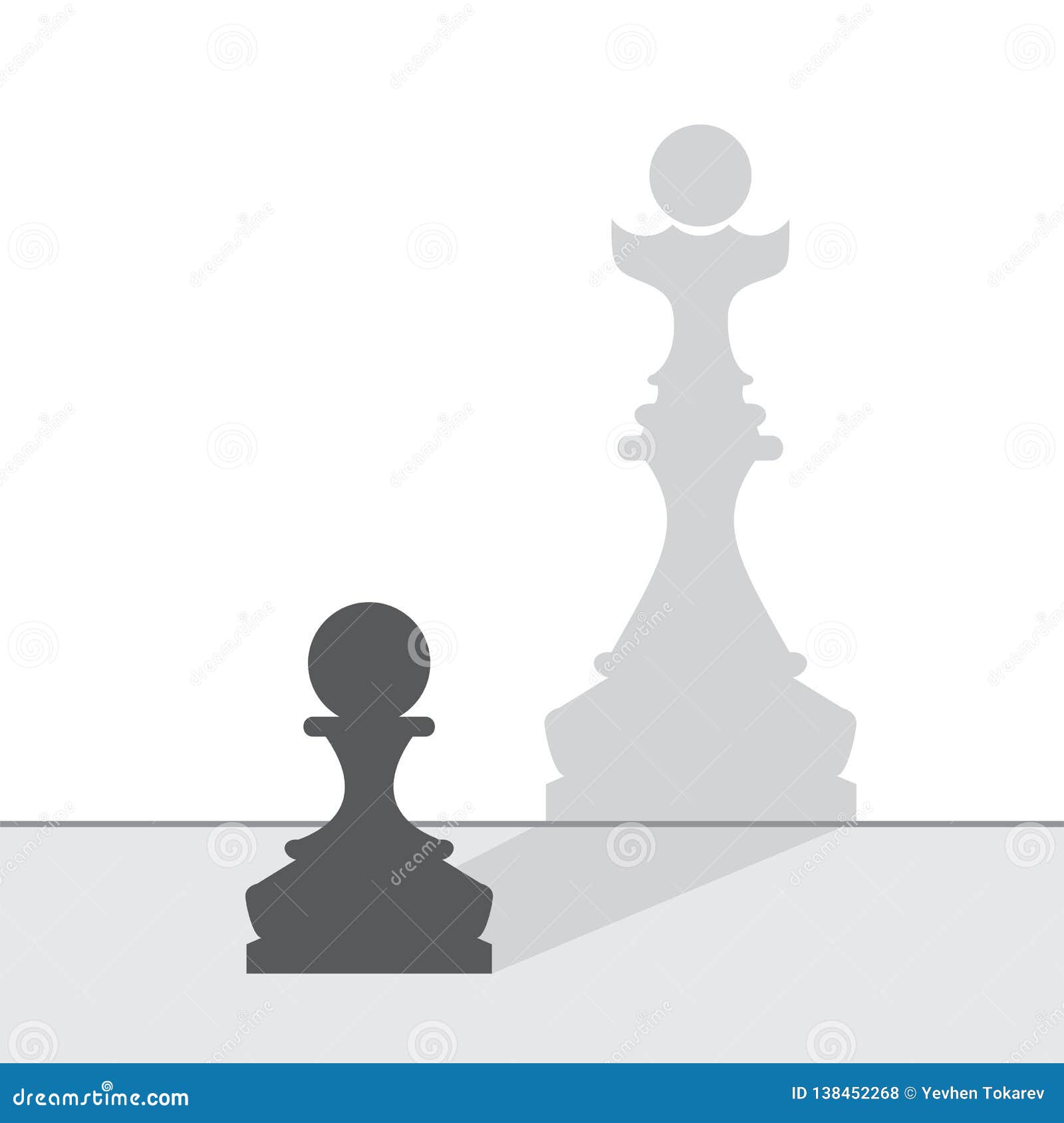 Pawn with queen shadow stock illustration. Illustration of print ...