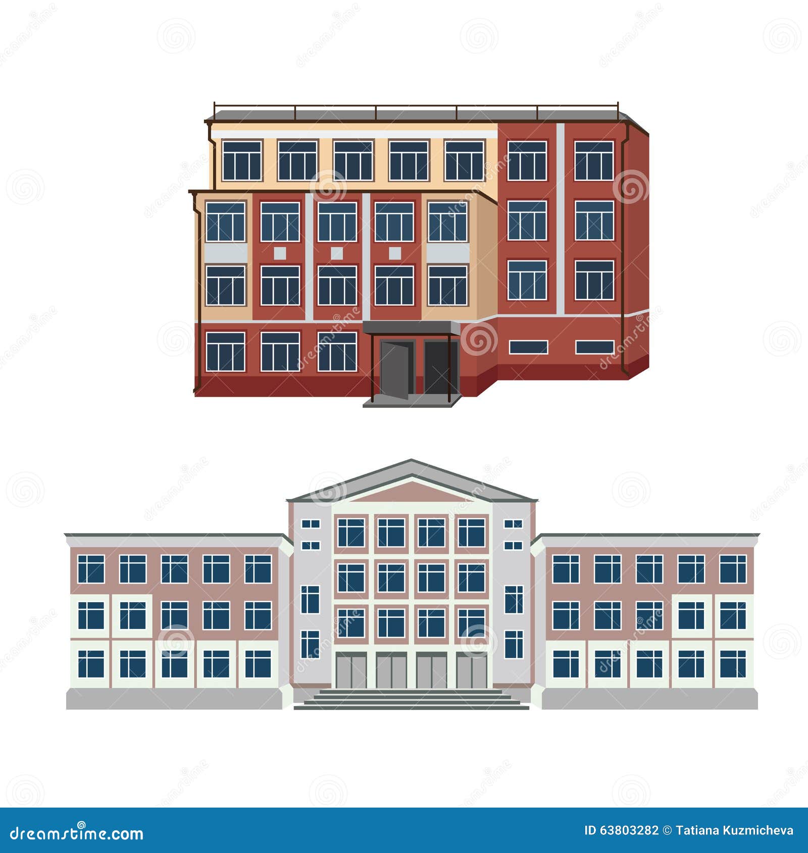 Set with Two Vector Illustration of Buildings Stock Vector ...