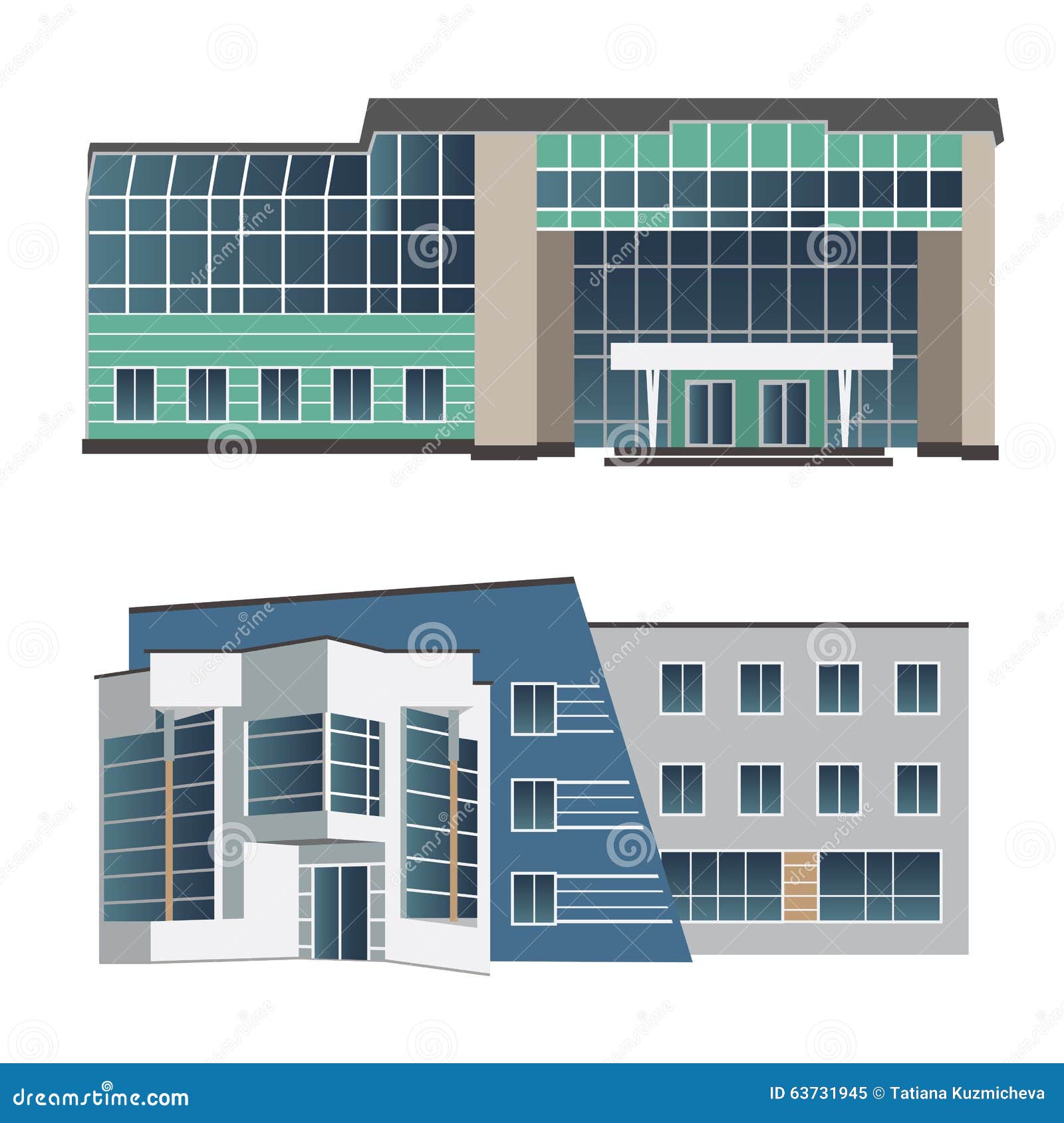 Set of Two Vector Illustration Modern Buildings Stock Vector ...