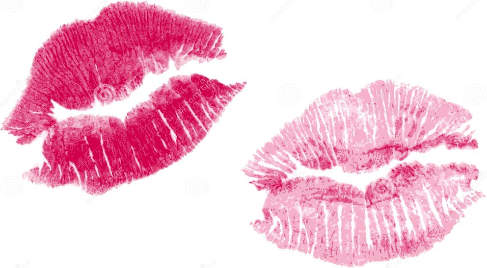 Set of Two Vector Lipstick Kisses Stock Vector - Illustration of ...