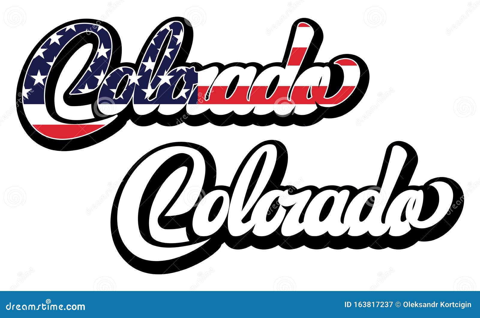 Set of Two Vector Templates with Name of the State Colorado. Lettering ...