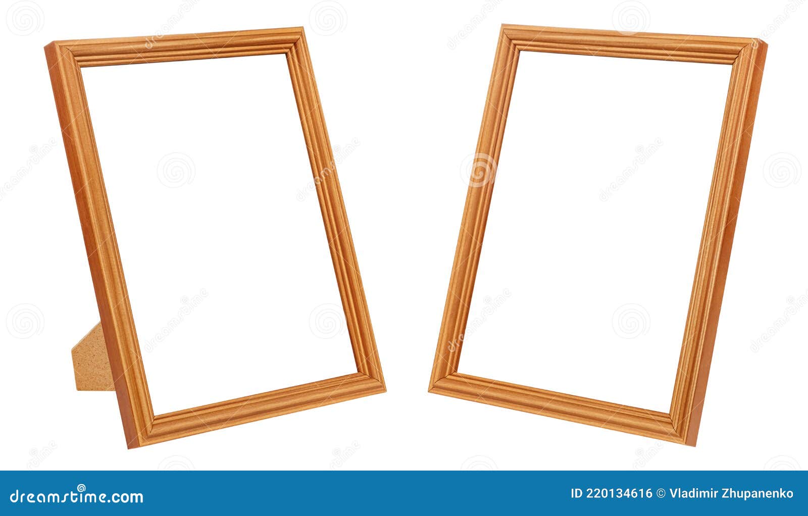 Set Of Two Vertical Standing Empty Varnished Ginger Wooden Frames For ...
