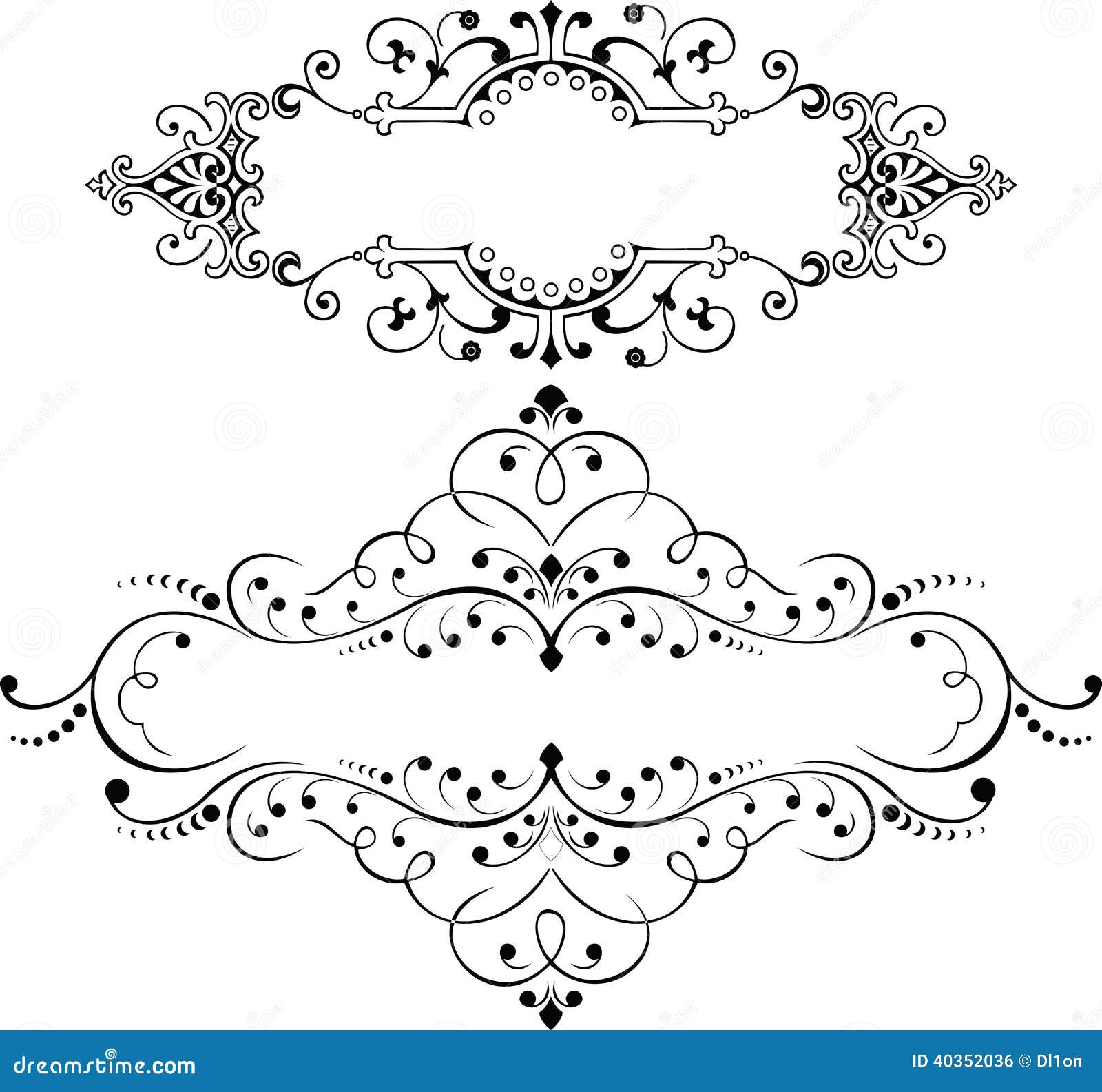 Set of Two Vintage Ornate Curves Elements Stock Vector - Illustration ...