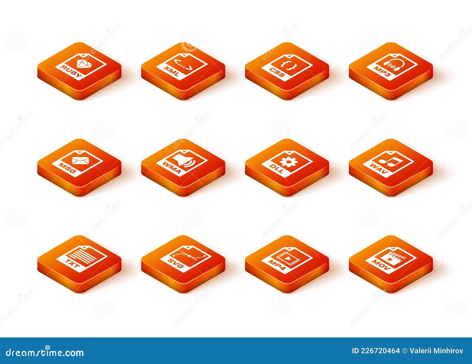 Set TXT File Document, SVG, MSG, WMA, MP4 and DLL Icon. Vector Stock ...